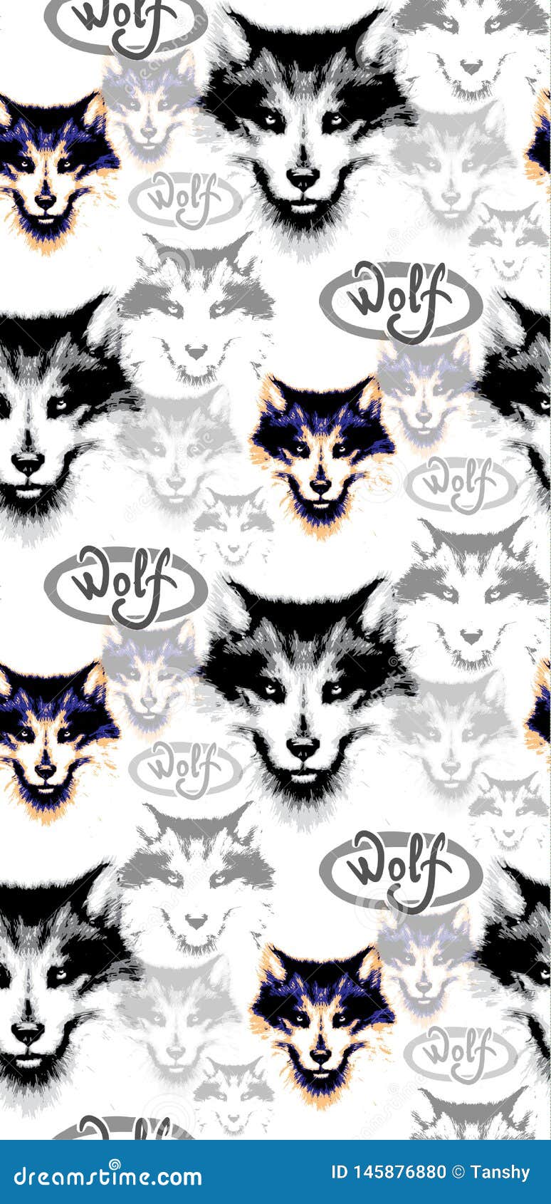 Wolf Illustration Texture Print Vector Stock Vector - Illustration of ...