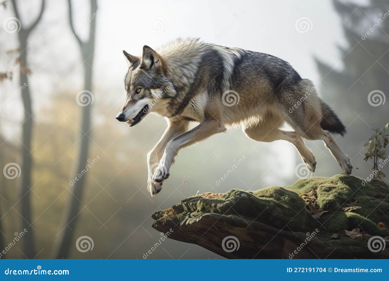 Wolf Im Sprung. Generative Hilfe Stock Abbildung - Illustration von ...