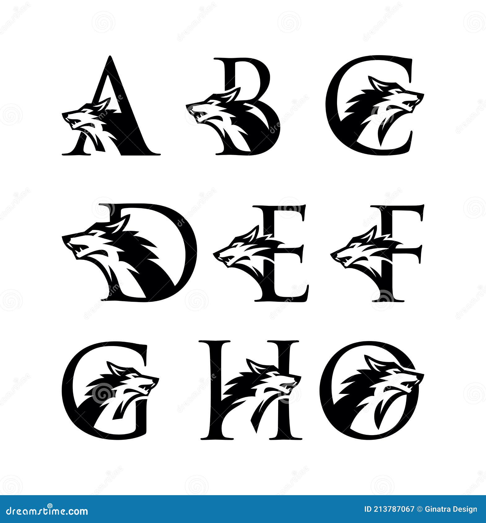 Wolf Initial Letter Logo stock vector. Illustration of creative - 213787067