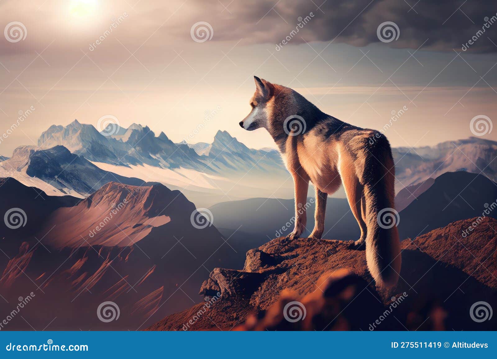 Wolf with Its Eyes Fixed on Distant Horizon, Surveying the Open Expanse ...