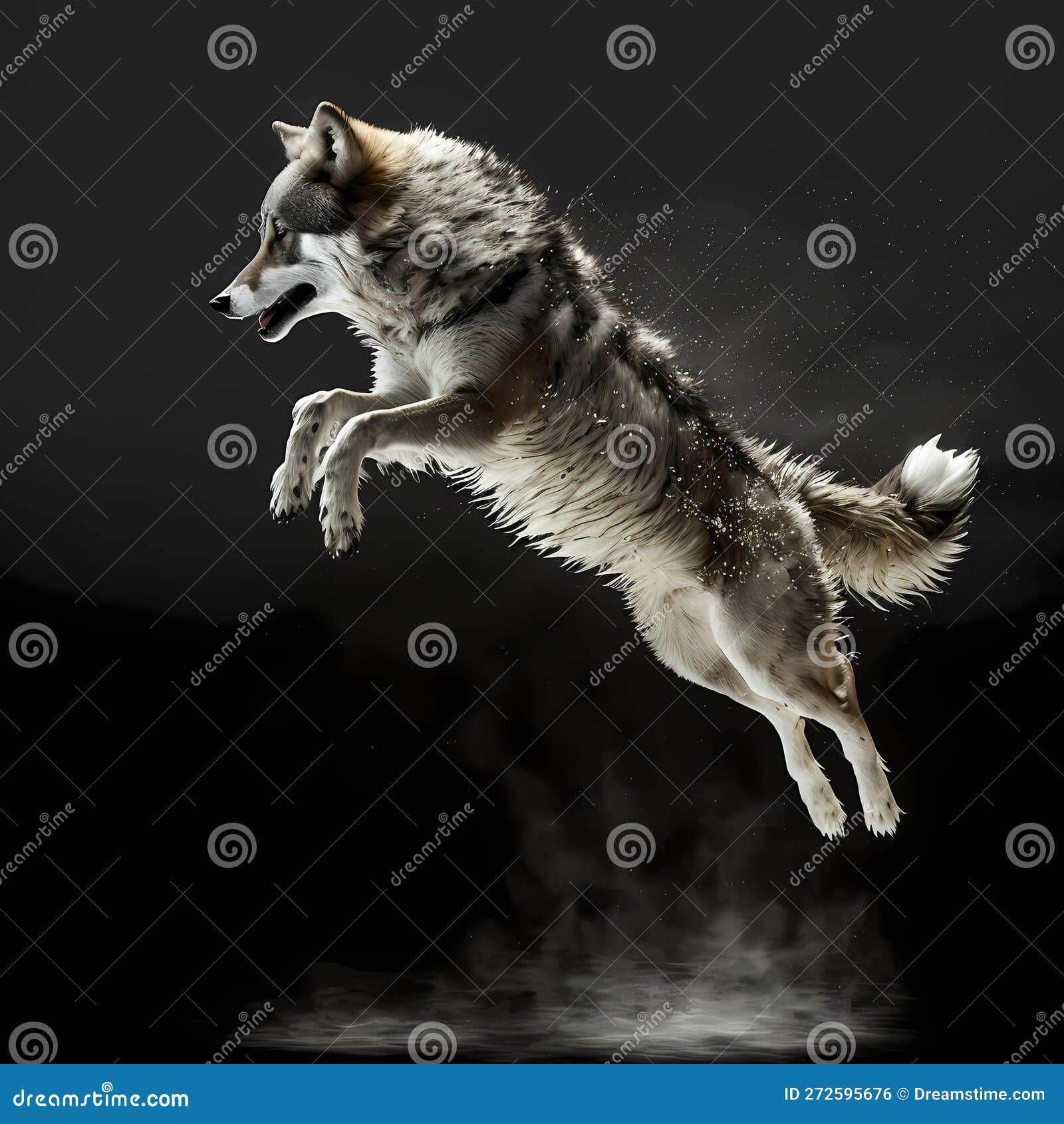 Wolf Jumping High. Generative AI Stock Illustration - Illustration of ...