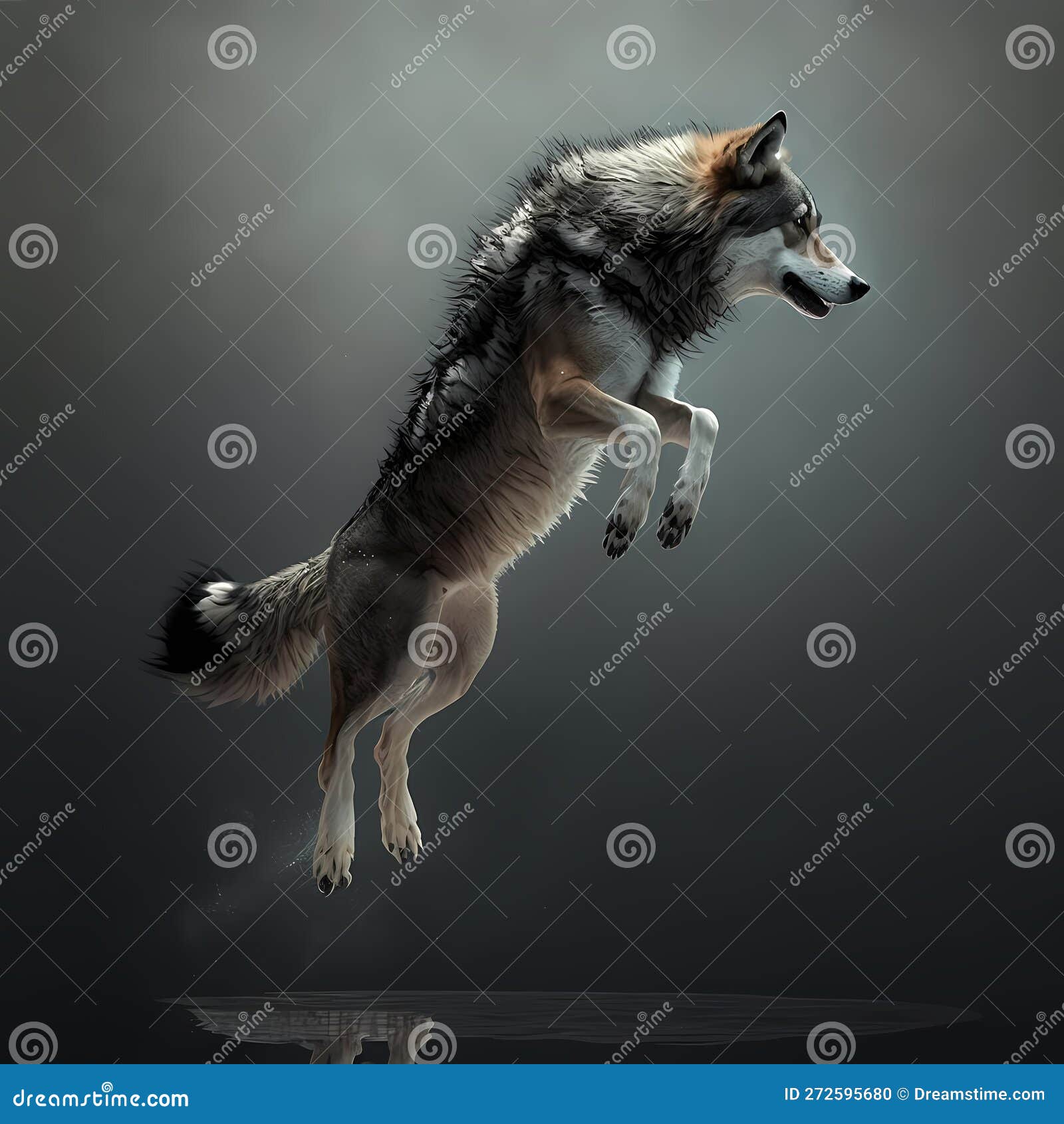 Wolf Jumping High. Generative AI Stock Illustration - Illustration of ...