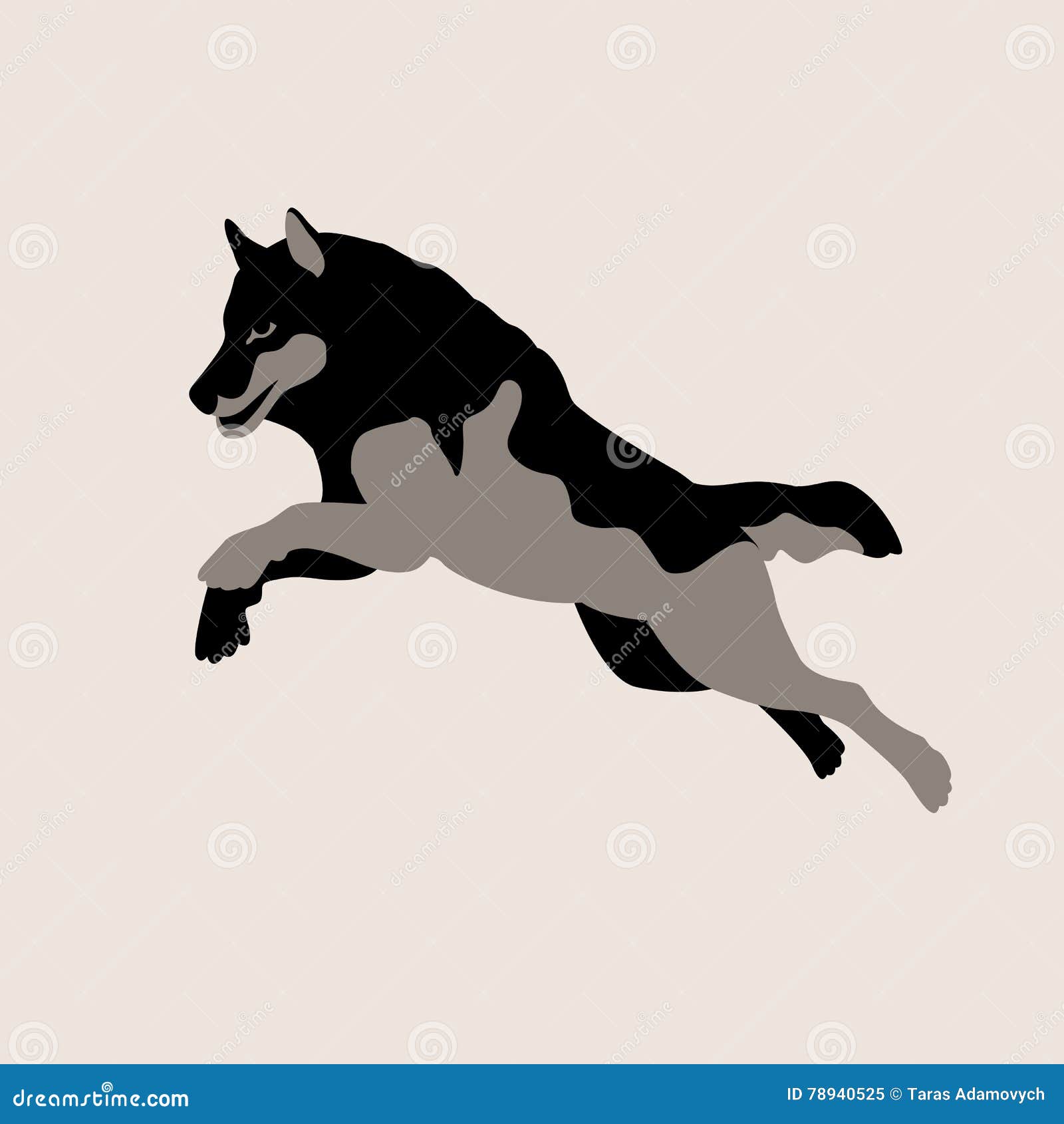 Wolf Jumping Vector Illustration Flat Stock Vector - Illustration of ...