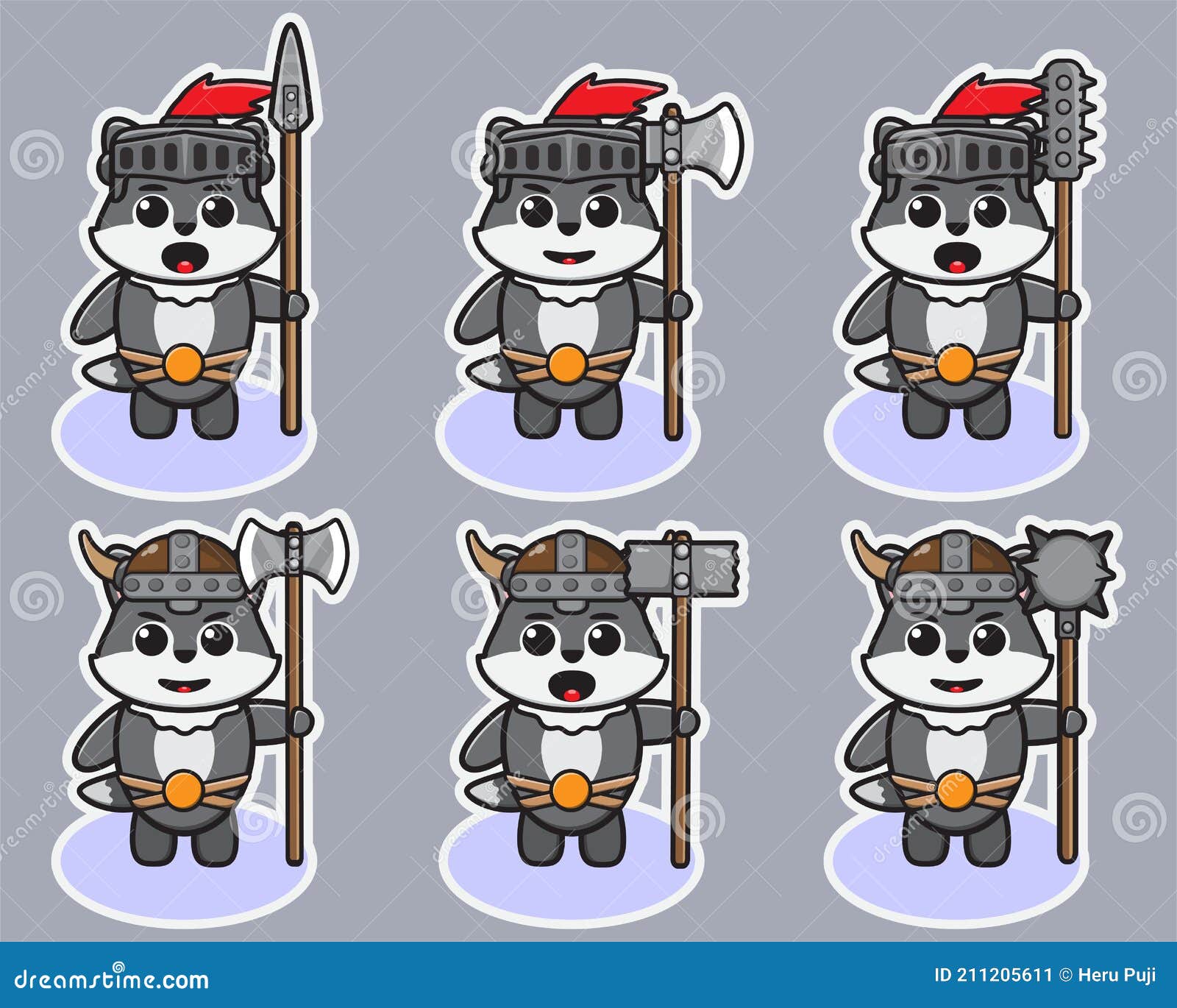Wolf knight Two Handed set stock vector. Illustration of children ...