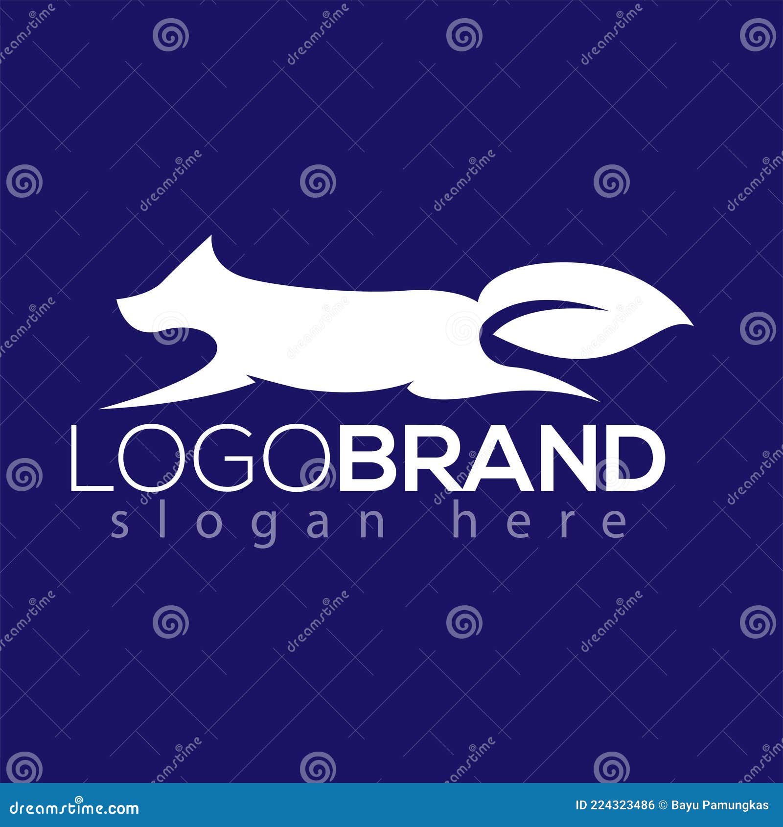 Wolf and Leaf Tail Logo Silhouette Vector Element. Animal Logo Template ...