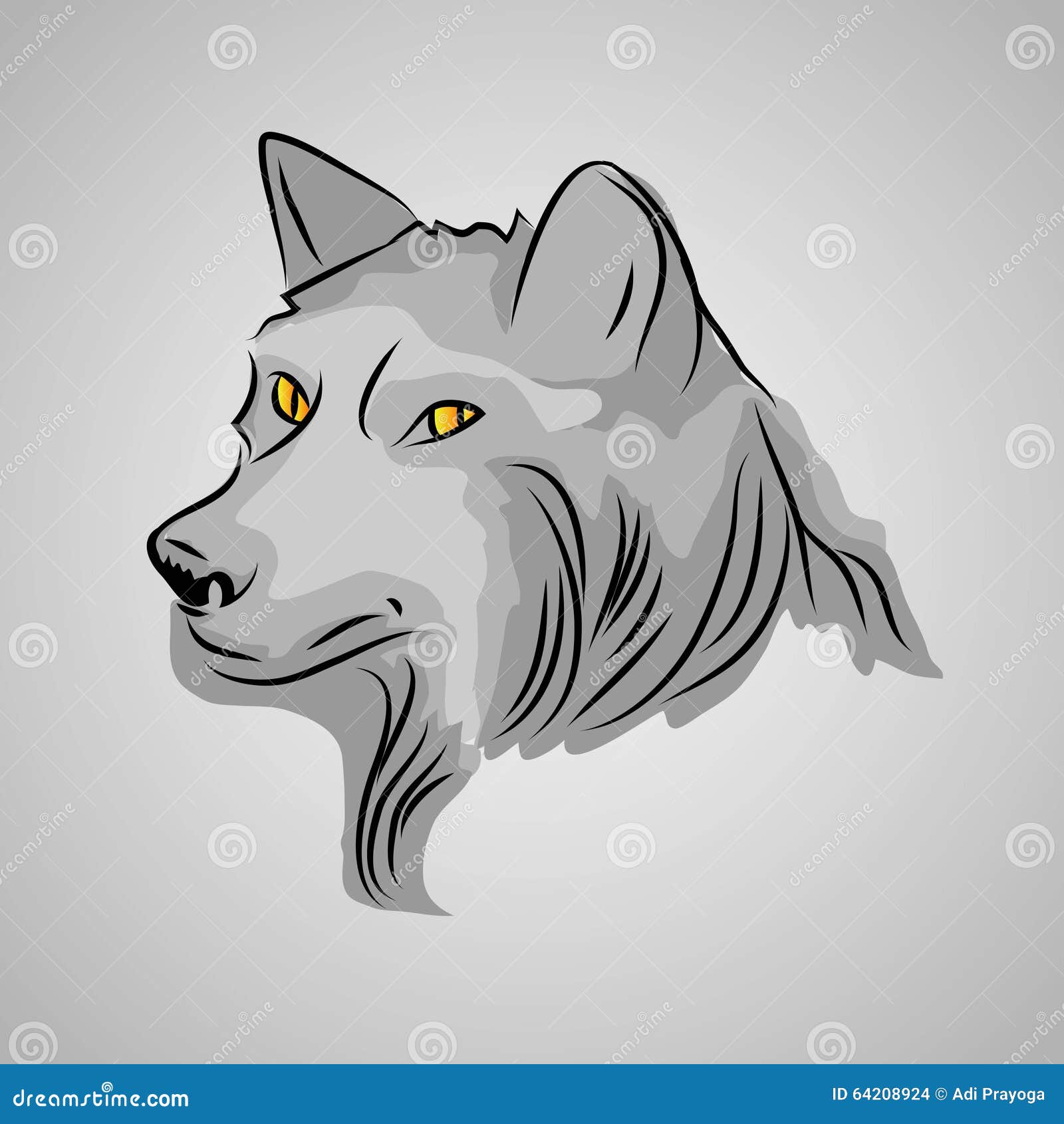 Wolf linear stock vector. Illustration of kanji, drawing - 64208924
