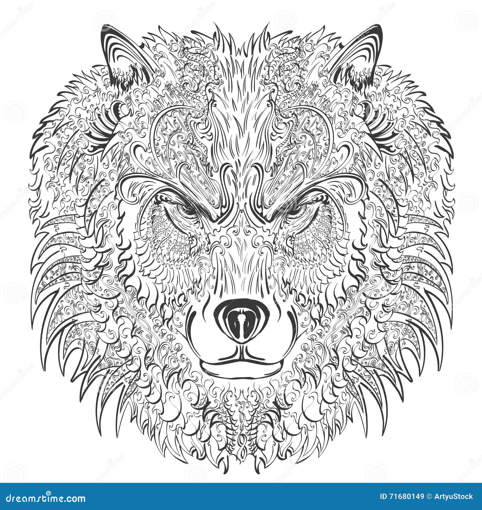 Evil Anime Wolf Lineart