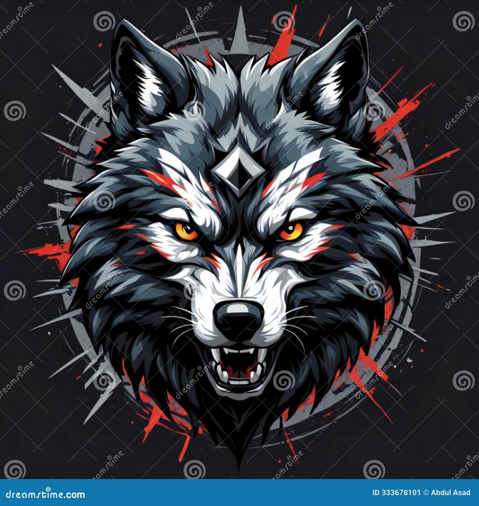 Wolf Logo, Wolf Mascot, Wolf Illustration White and Red Stock ...