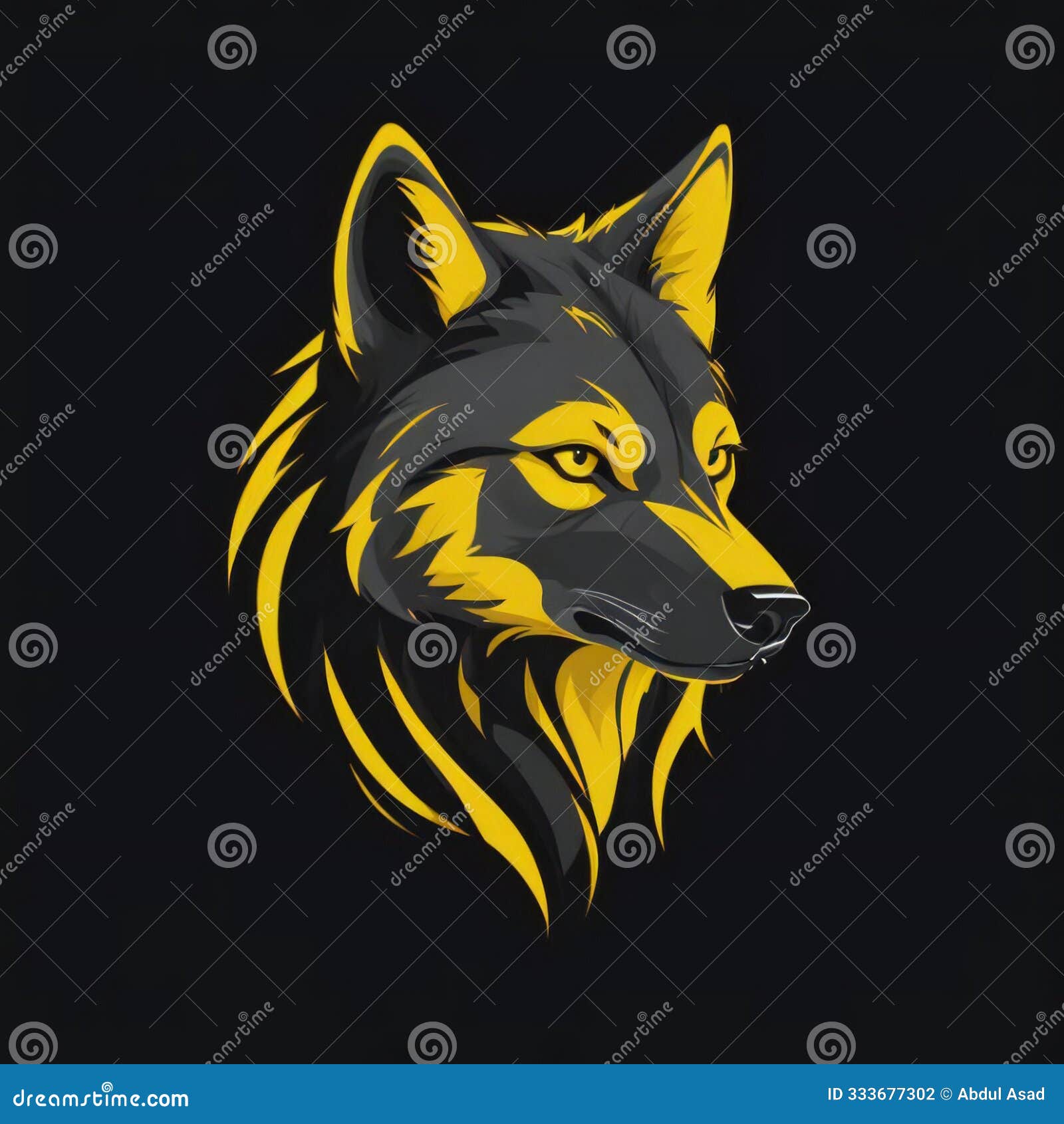 Wolf Logo, Wolf Mascot, Wolf Illustration Yellow and Black Stock ...