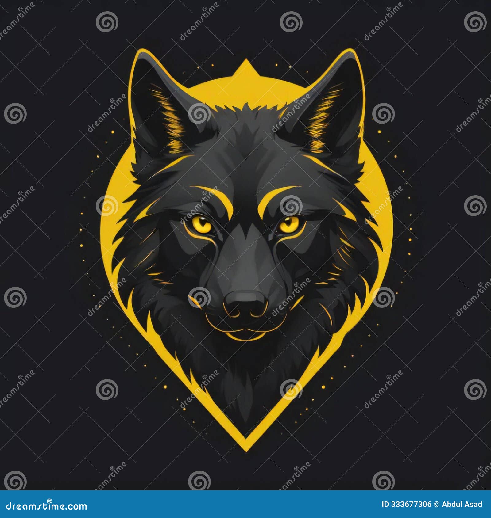 Wolf Logo, Wolf Mascot, Wolf Illustration Yellow and Black Stock ...