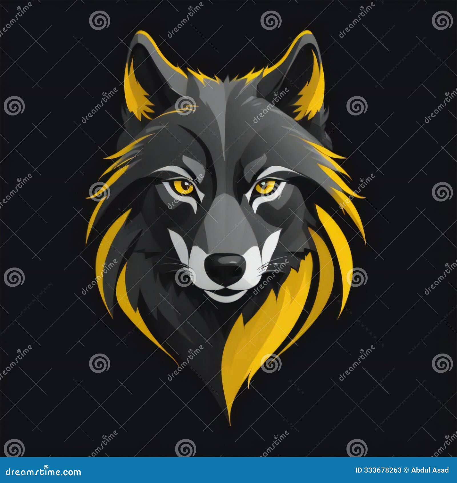 Wolf Logo, Wolf Mascot, Wolf Illustration Yellow and Black Stock ...