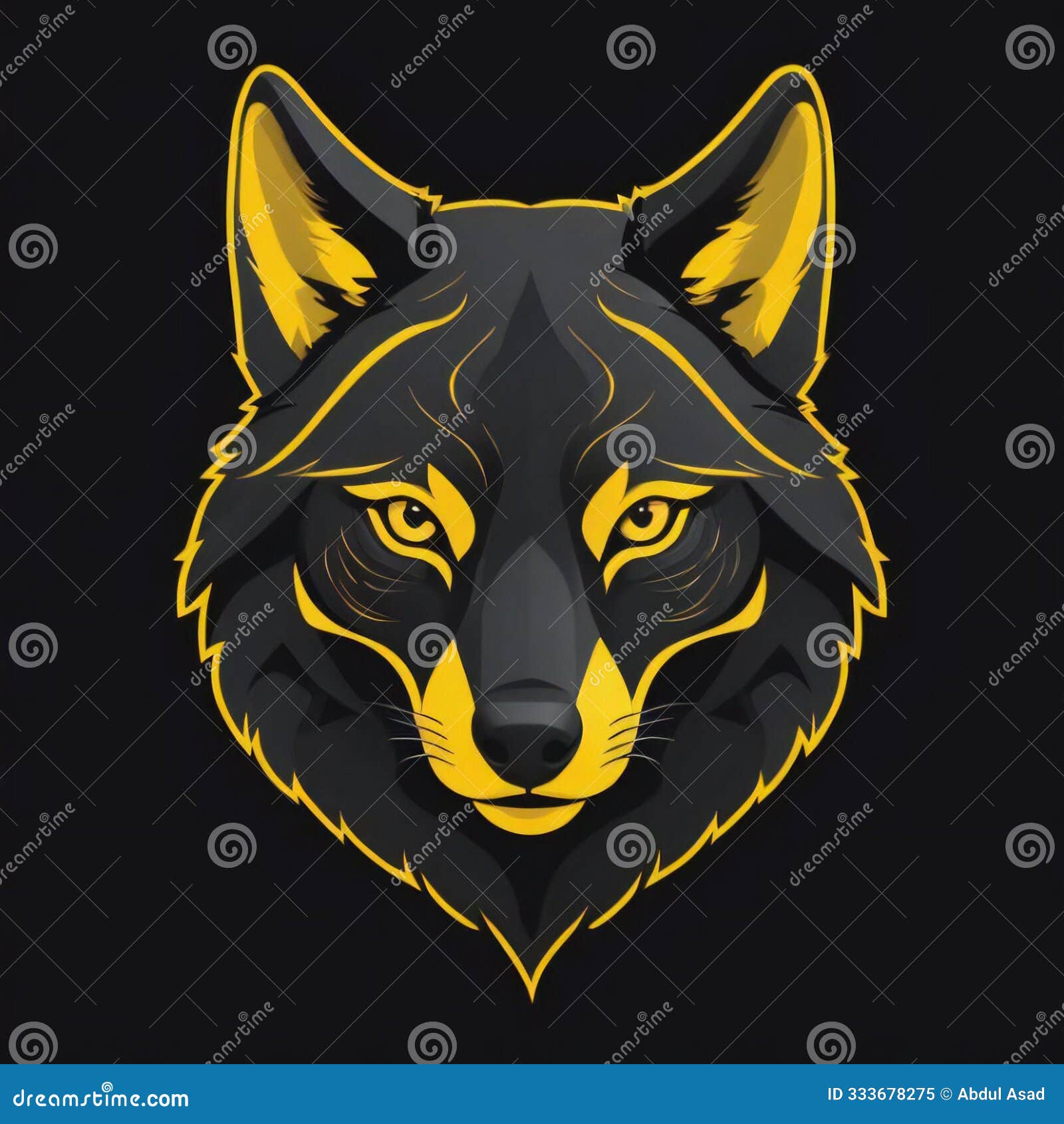 Wolf Logo, Wolf Mascot, Wolf Illustration Yellow and Black Stock ...