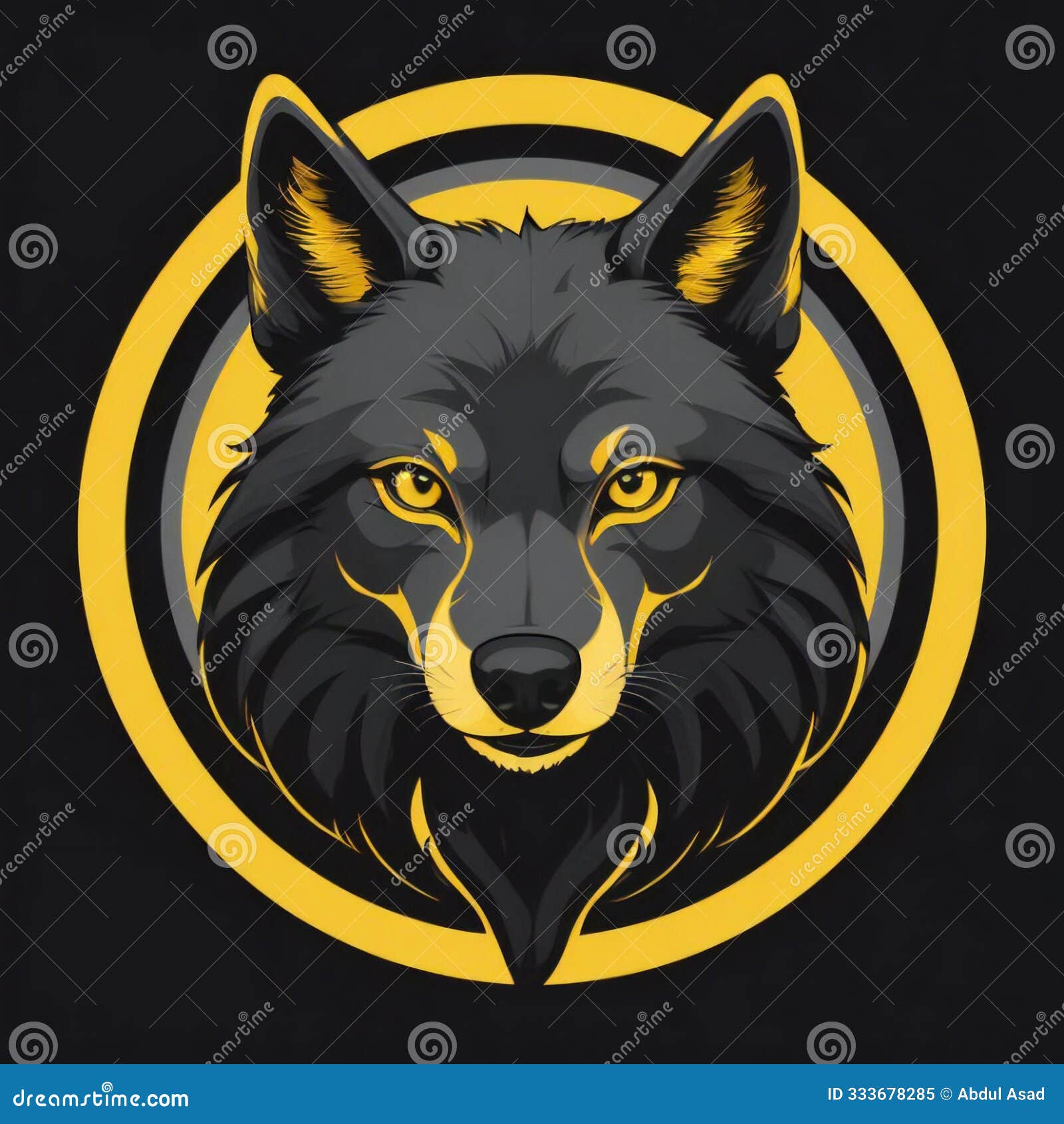 Wolf Logo, Wolf Mascot, Wolf Illustration Yellow and Black Stock ...