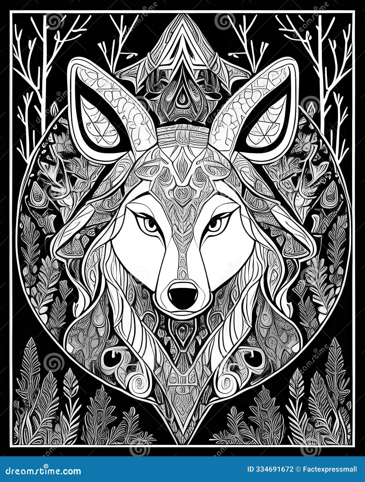 King Of Wolf With Aztec Tribal Silhouette Tattoo Stock Photo ...