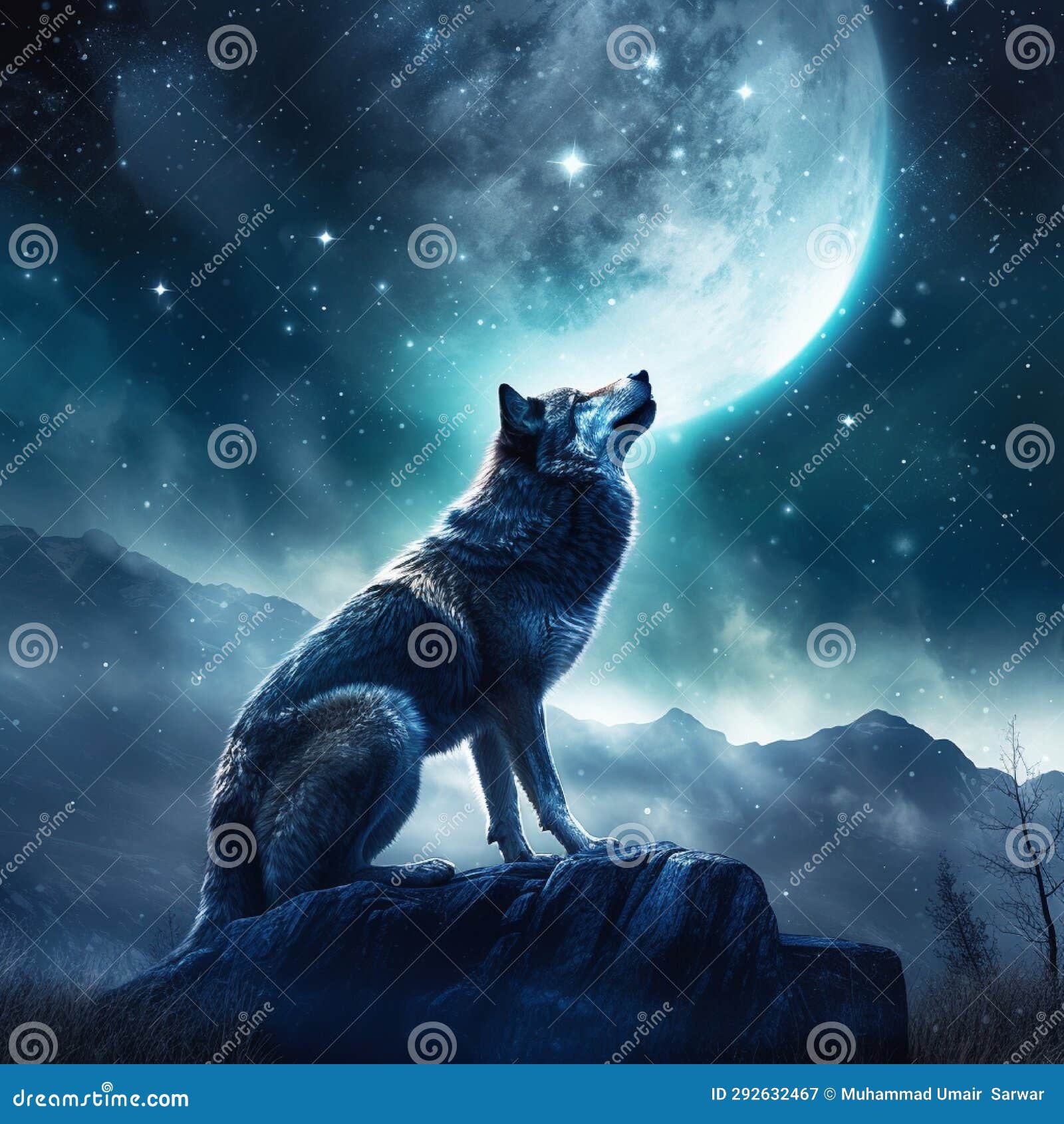 Wolf Looking Sky Generated by AI Tool Stock Illustration - Illustration ...