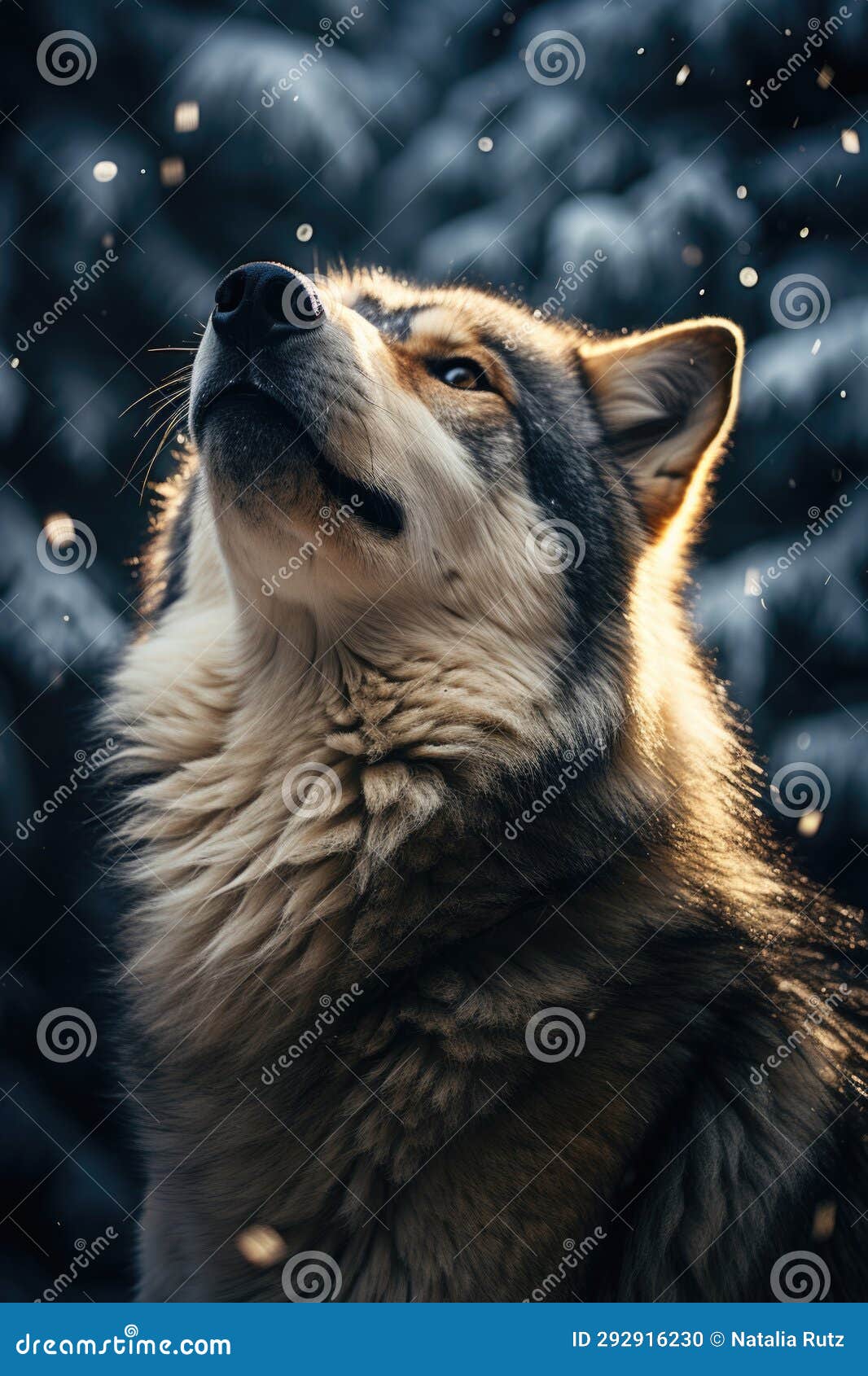 A Wolf Looking Up at the Moon Ai Created Stock Photo - Image of canis, danger: 292916230
