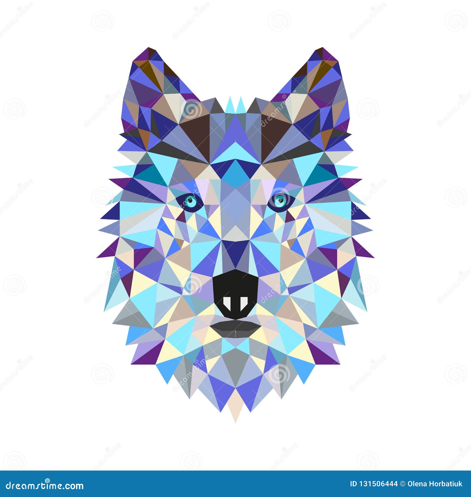 Wolf Low Poly Portrait. Gradient Purple. Side Light Source Stock Vector ...