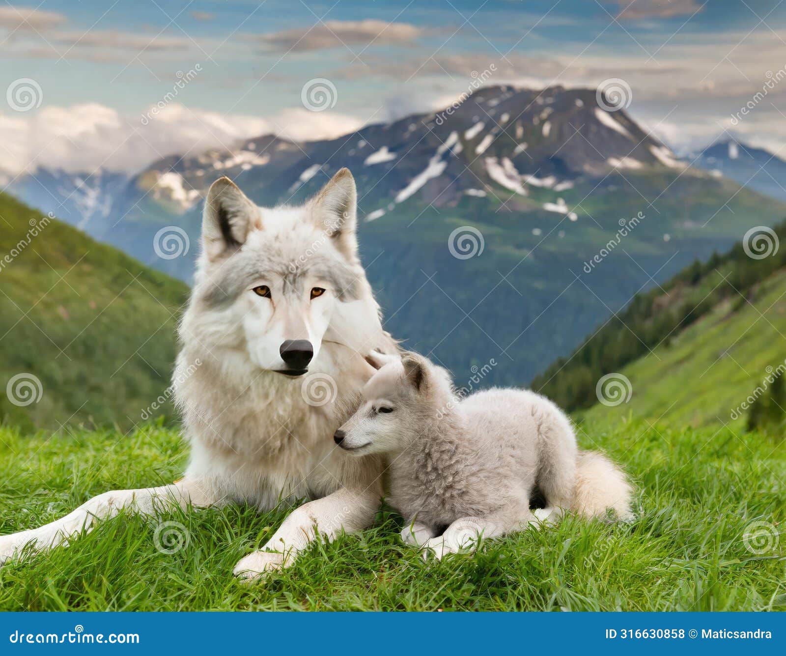 The Wolf Lying with the Lamb. Generated with AI Stock Illustration ...