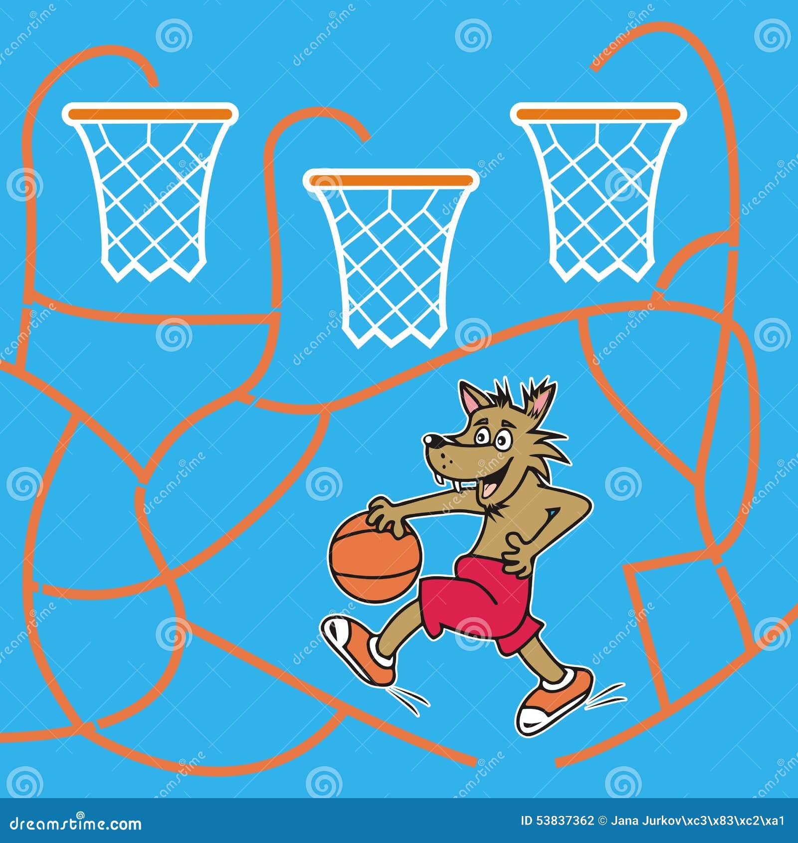 Wolf Basketball Mascot Cartoon Vector | CartoonDealer.com #36104681