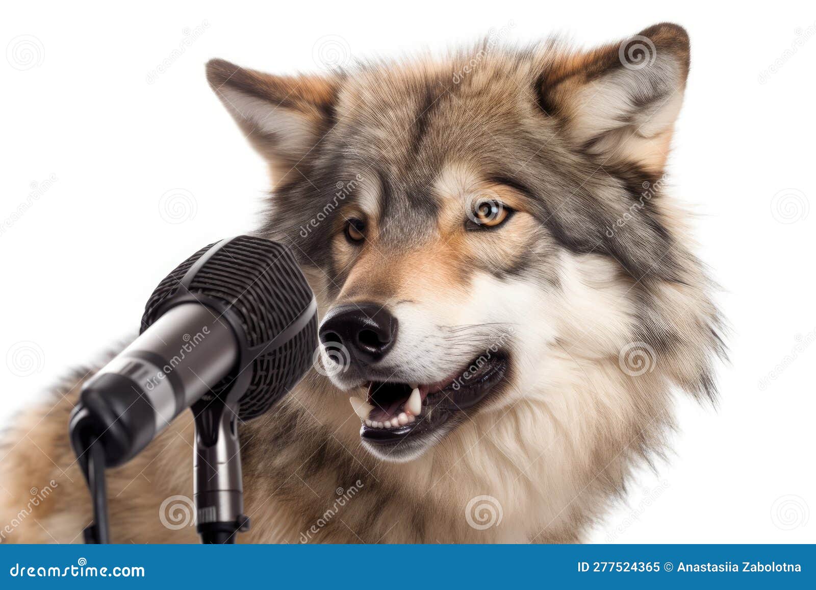 Wolf with Microphone on White Background. Generative AI Stock ...