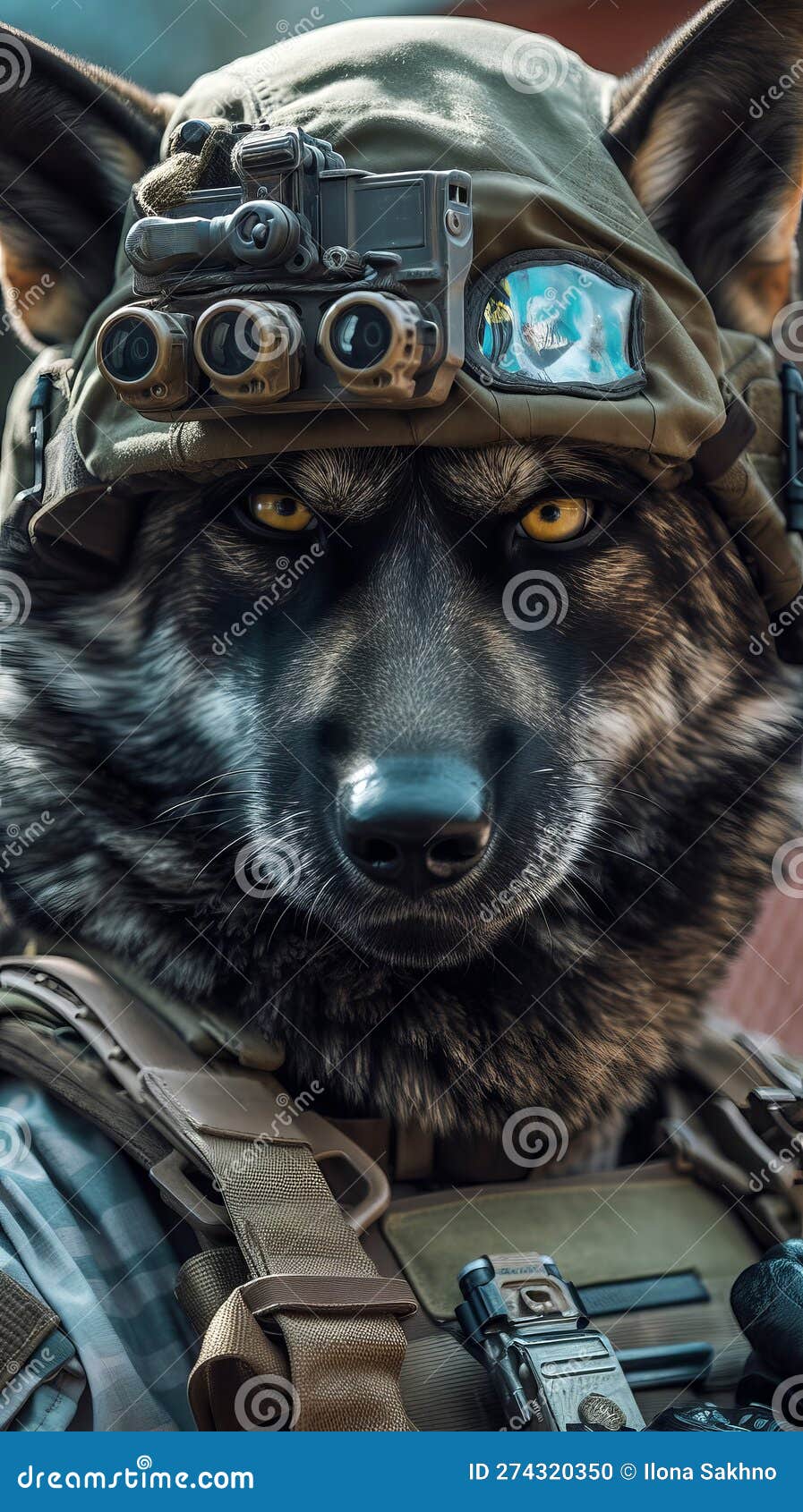 Wolf in Military Uniform Keeps Looking Straight into the Camera Stock ...