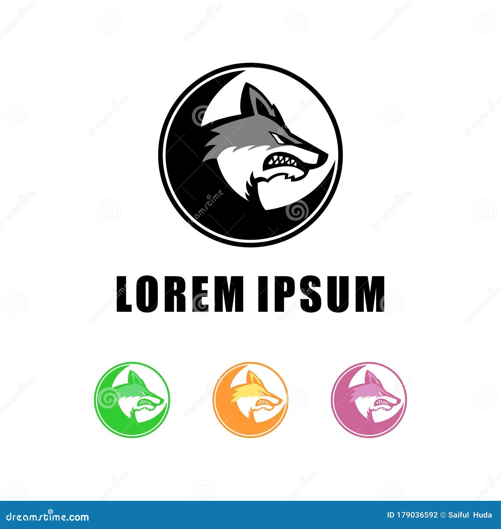 Wolf Monogram Logo. Simple Icon Design Stock Vector - Illustration of ...