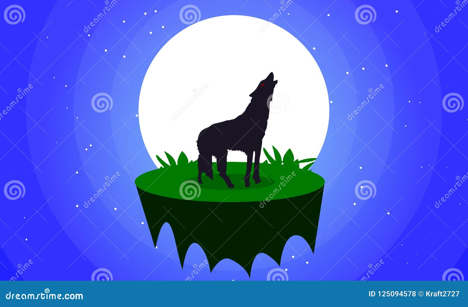 Wolf and moon stock vector. Illustration of nature, halloween - 125094578