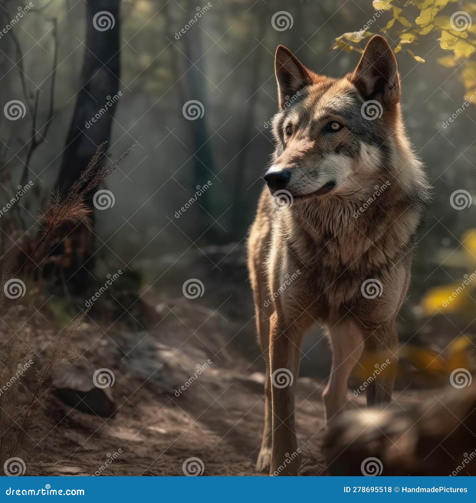 Wolf in Natural Habitat (generative AI) Stock Illustration ...
