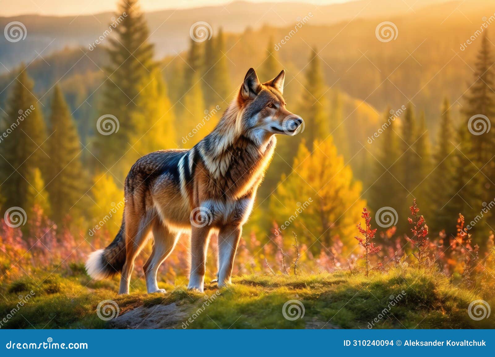 Wolf in Nature in Backlight. Wolf on the Outskirts of the Forest Stock ...