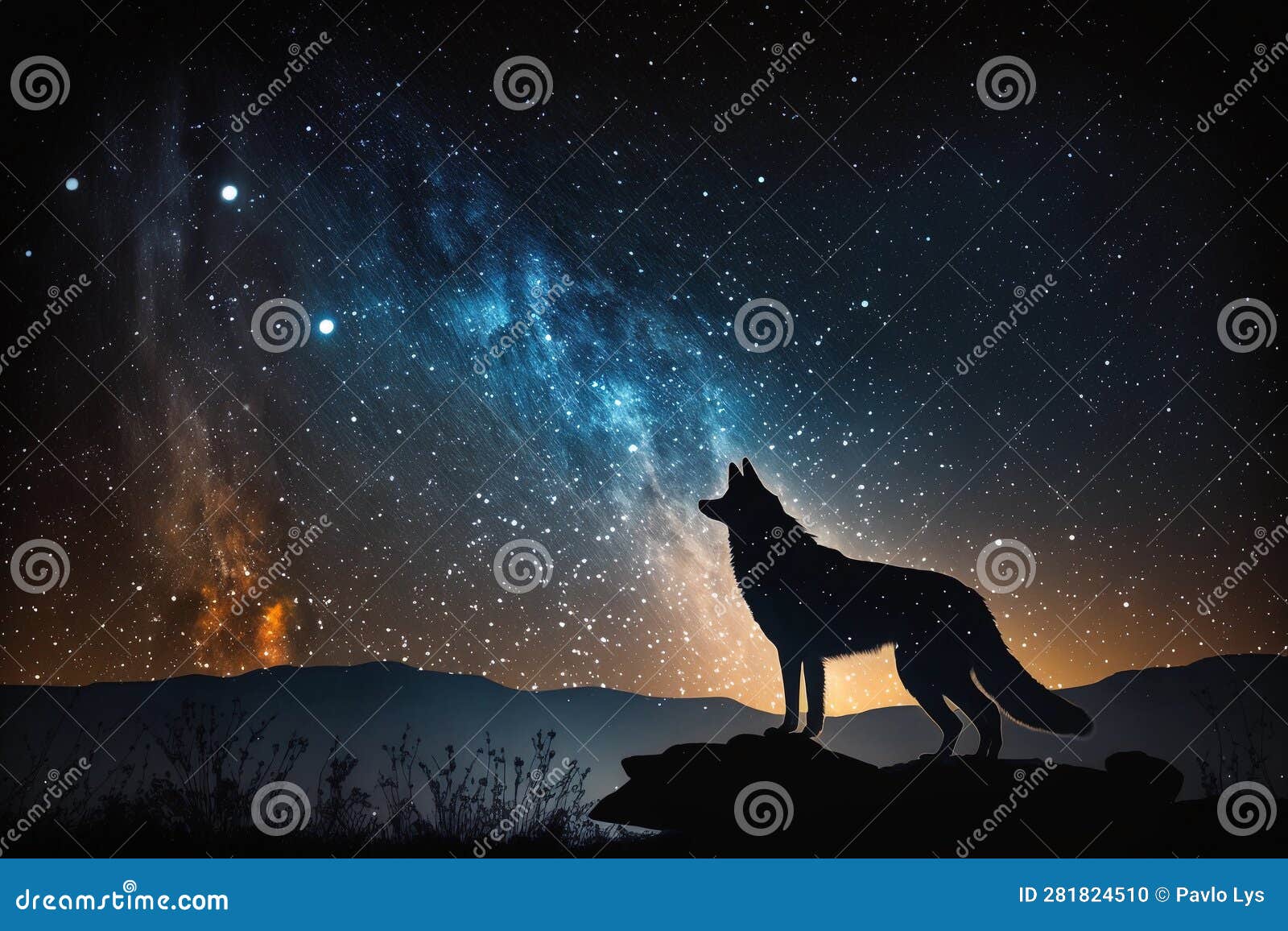 Wolf in the Night. AI Generated Stock Illustration - Illustration of ...