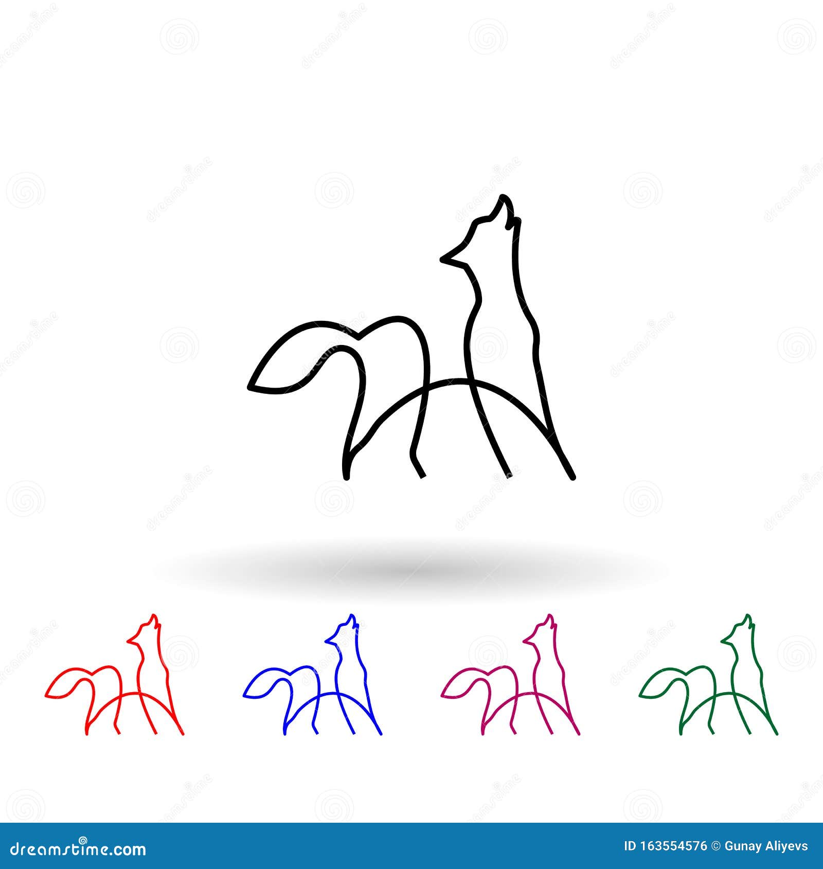 Wolf One Line Multi Color Icon. Simple Thin Line, Outline Vector of ...