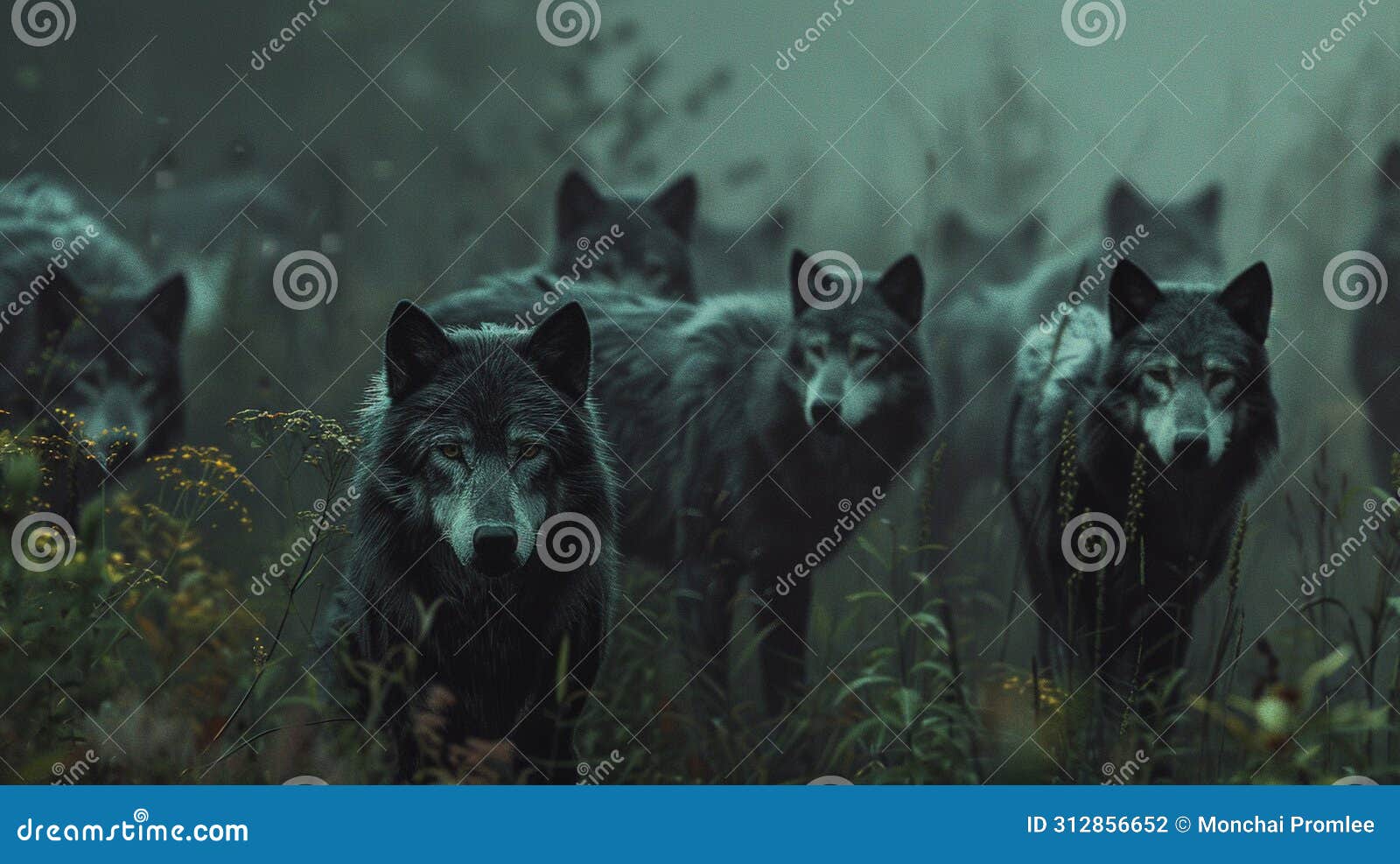 A Wolf Pack Coordinates in Silence, Each Member Playing a Role in the ...