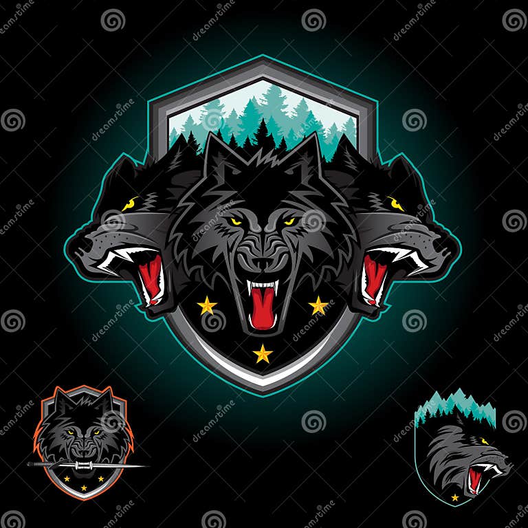 Wolf pack emblem logo stock vector. Illustration of male - 162633332