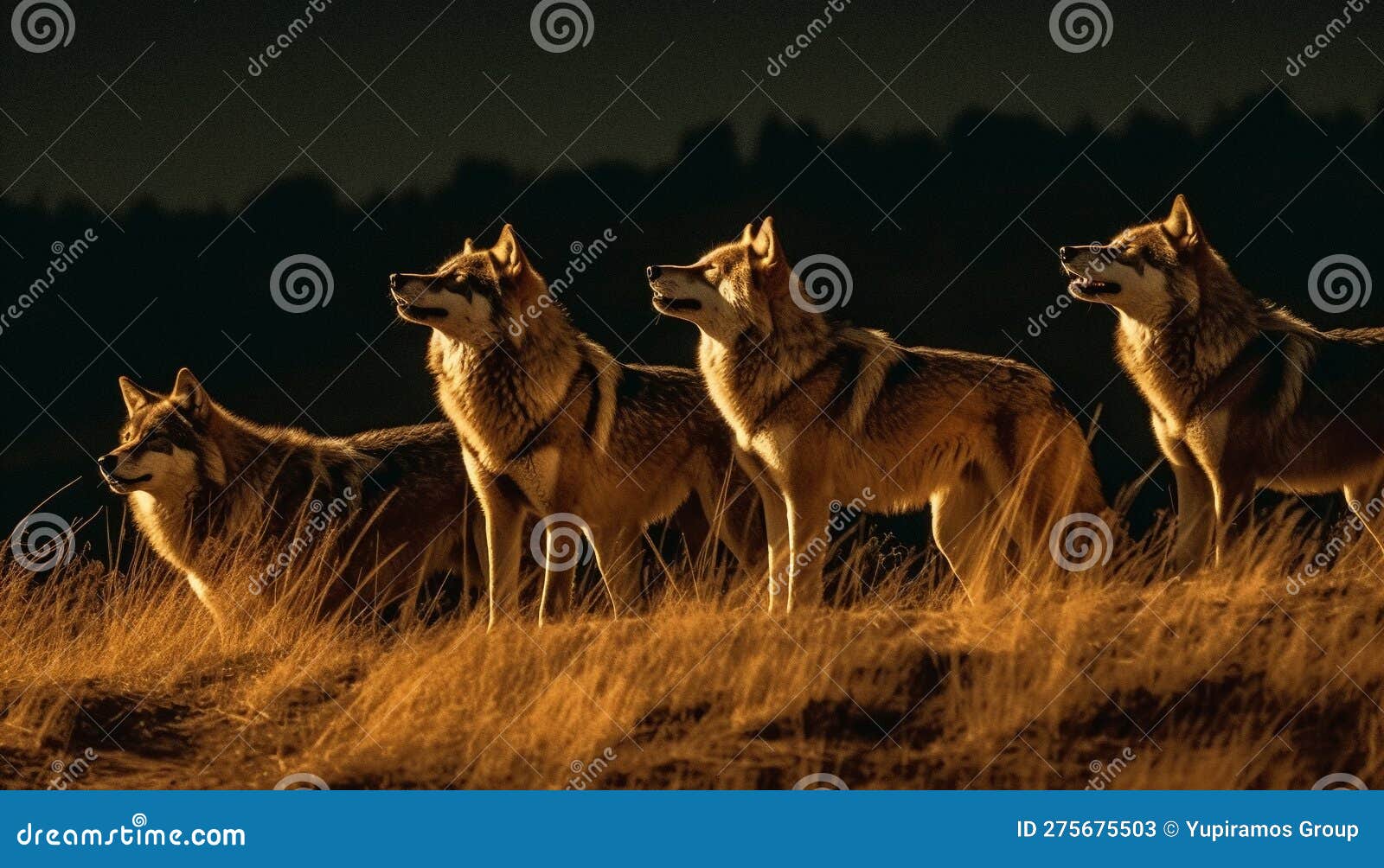 Red Wolf Howling At Moon
