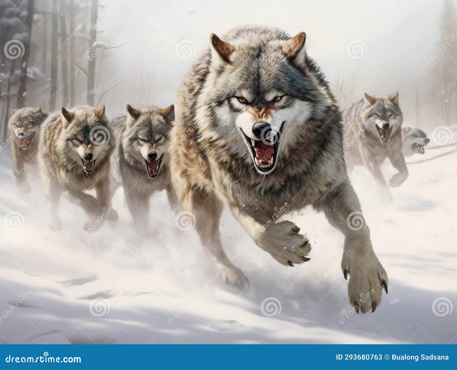 Wolf pack interaction stock illustration. Illustration of generative ...
