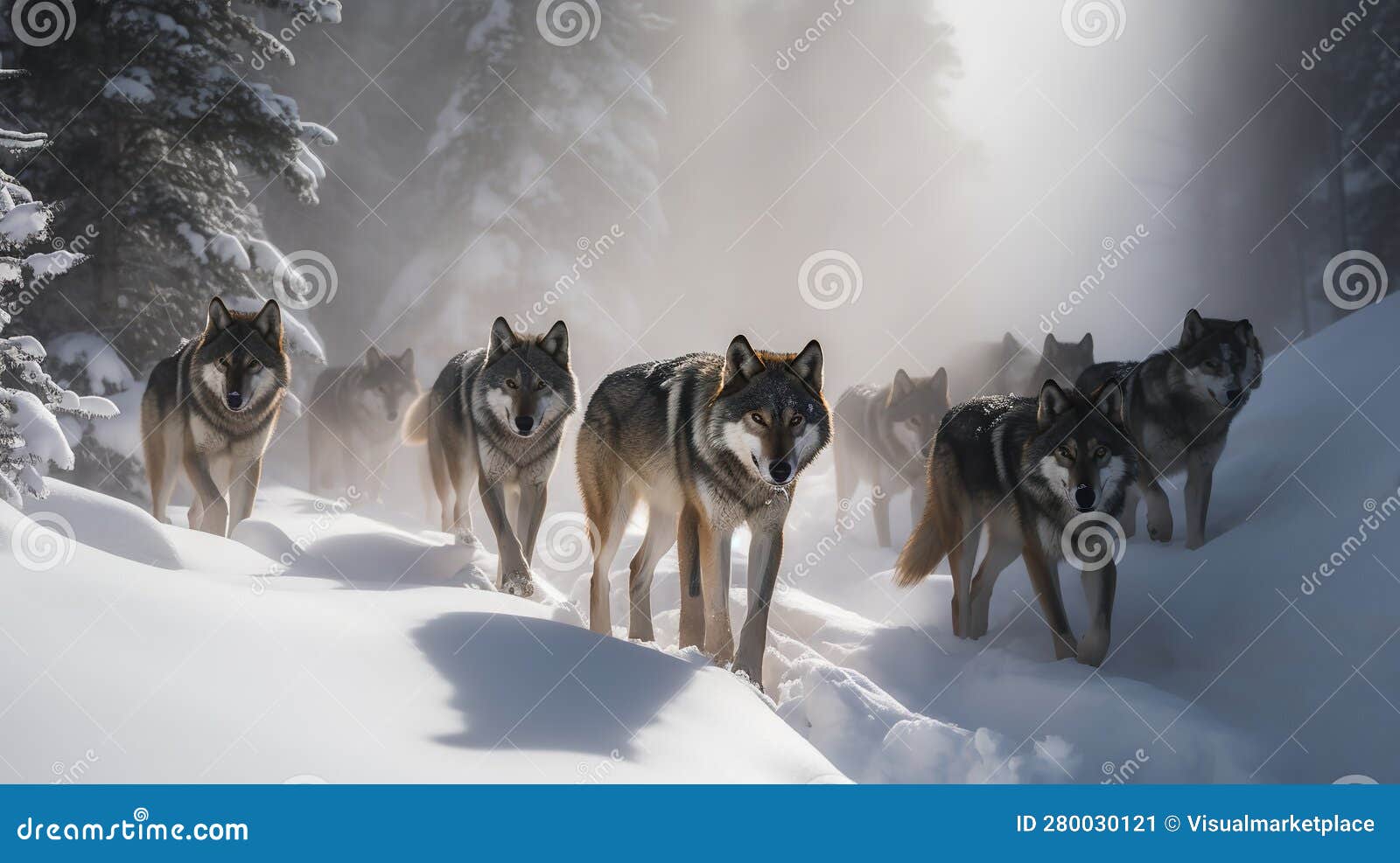 Wolf Hunt Vector Illustration | CartoonDealer.com #37475154