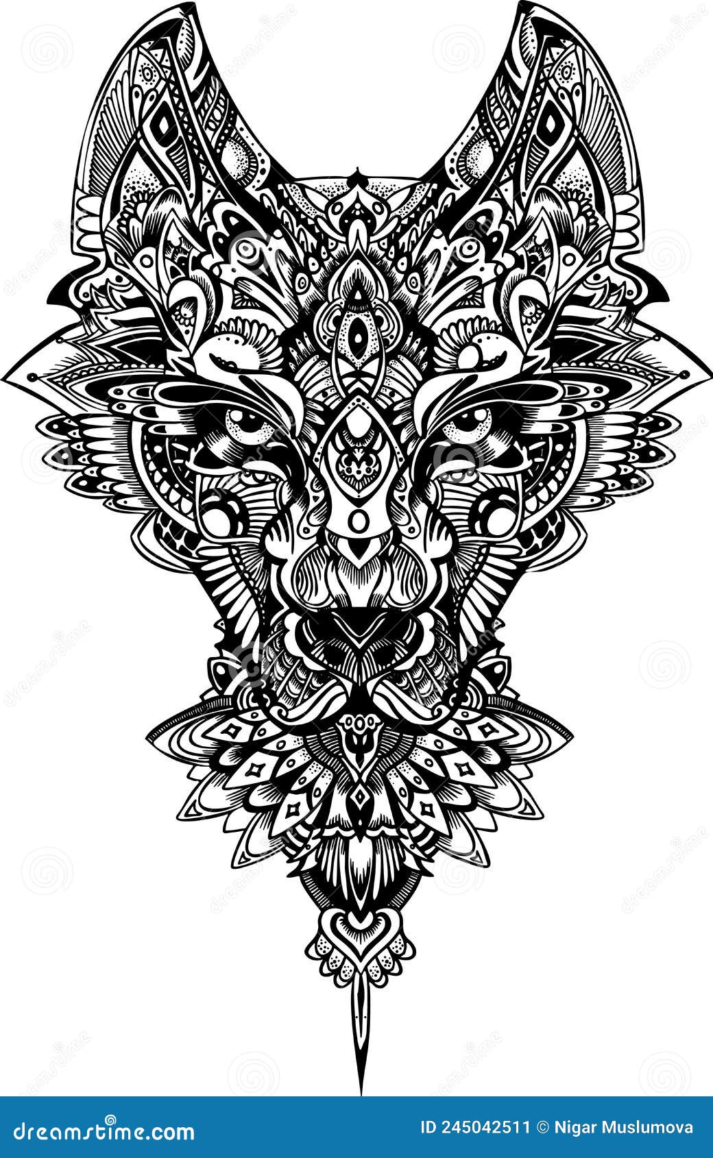 Wolf, Patterns, Hand Draw Vector Illustration Art Stock Vector ...