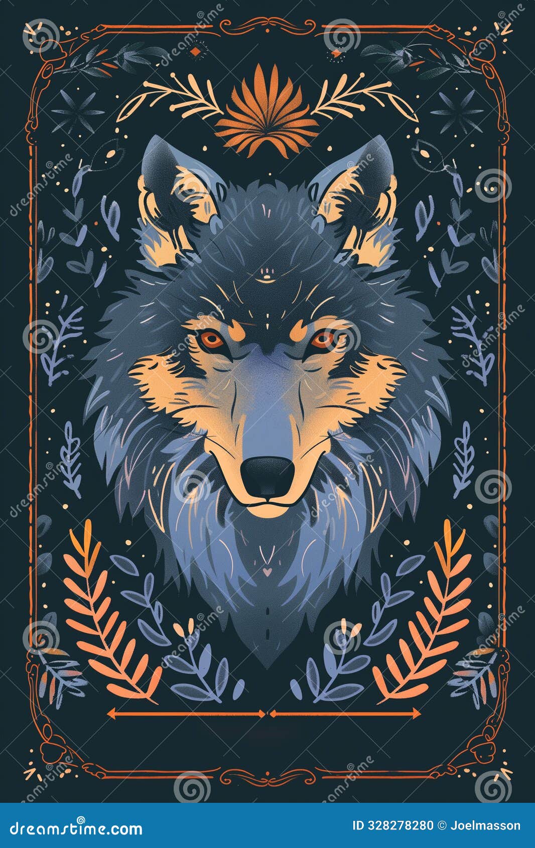 Wolf Poster Card Art Illustration Stock Illustration - Illustration of ...