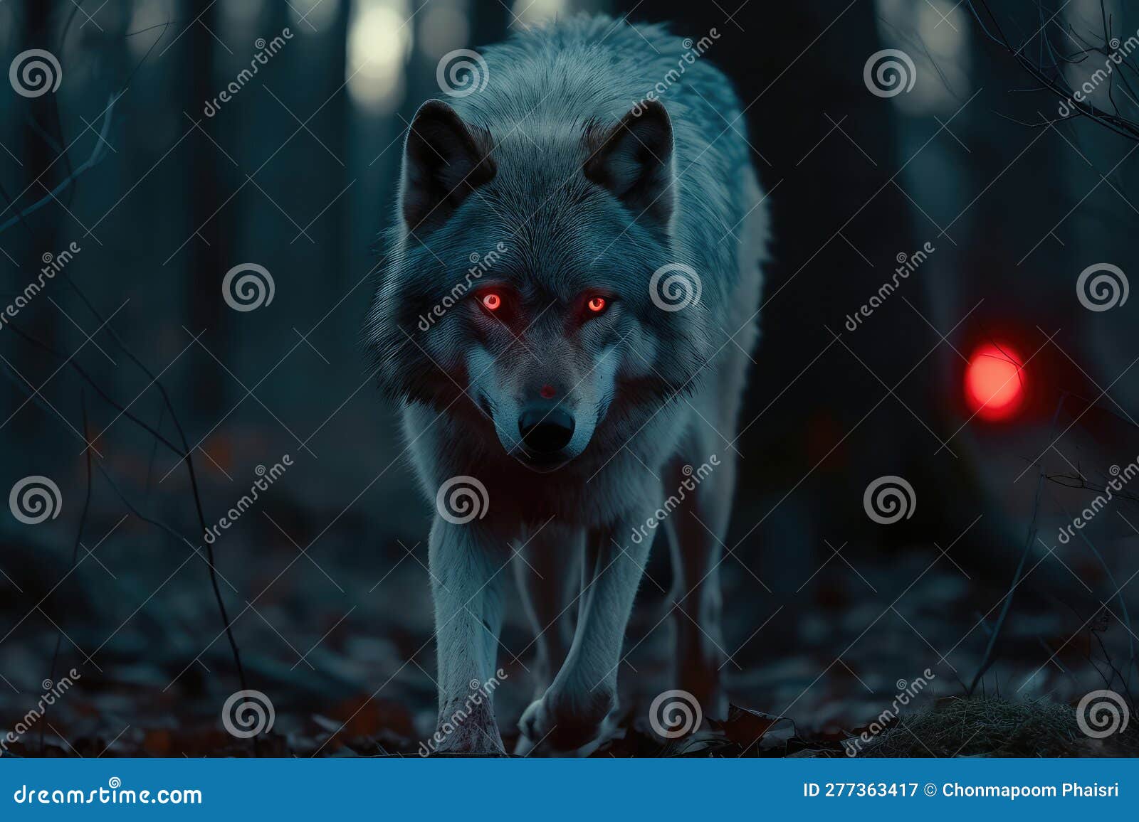 A wolf with red eyes stock illustration. Illustration of step - 277363417