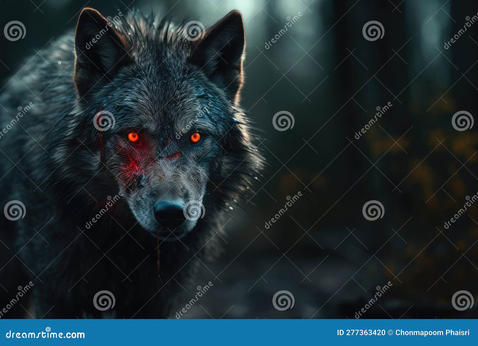 A wolf with red eyes stock illustration. Illustration of bristles ...