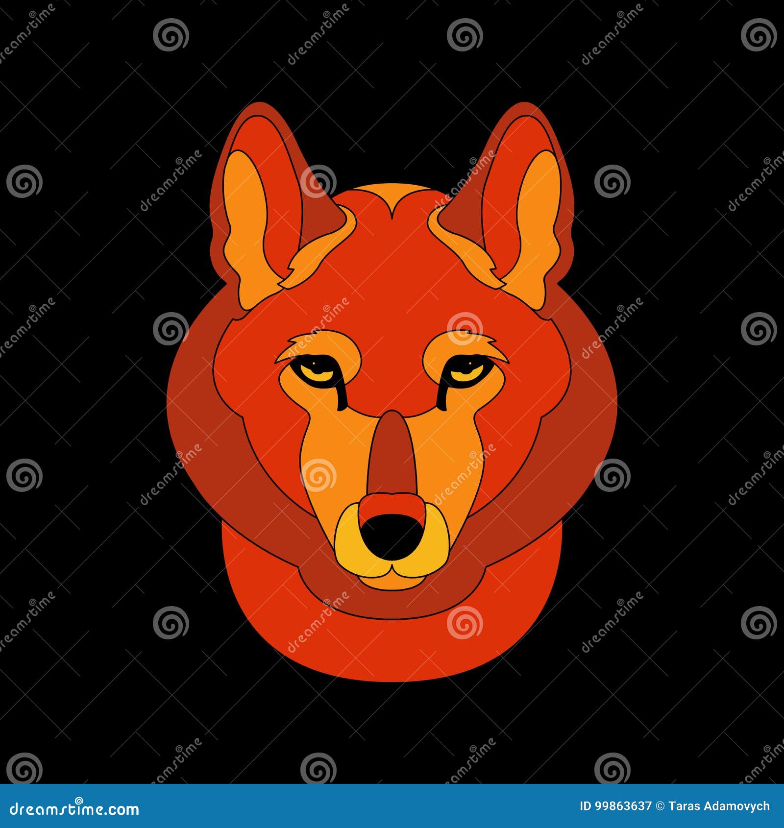 Wolf Red Face Head Vector Illustration Flat Stock Vector - Illustration ...