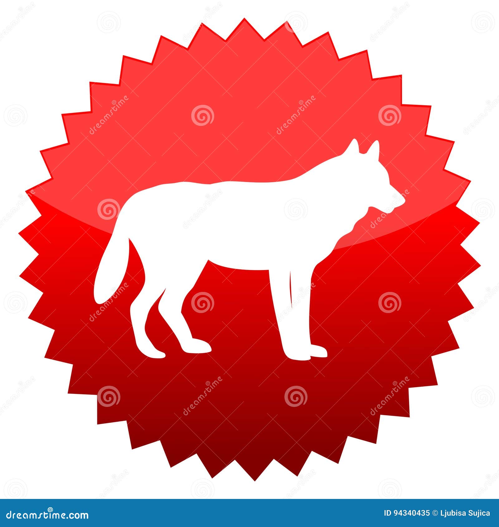 Wolf, Red sun sign stock illustration. Illustration of culture - 94340435