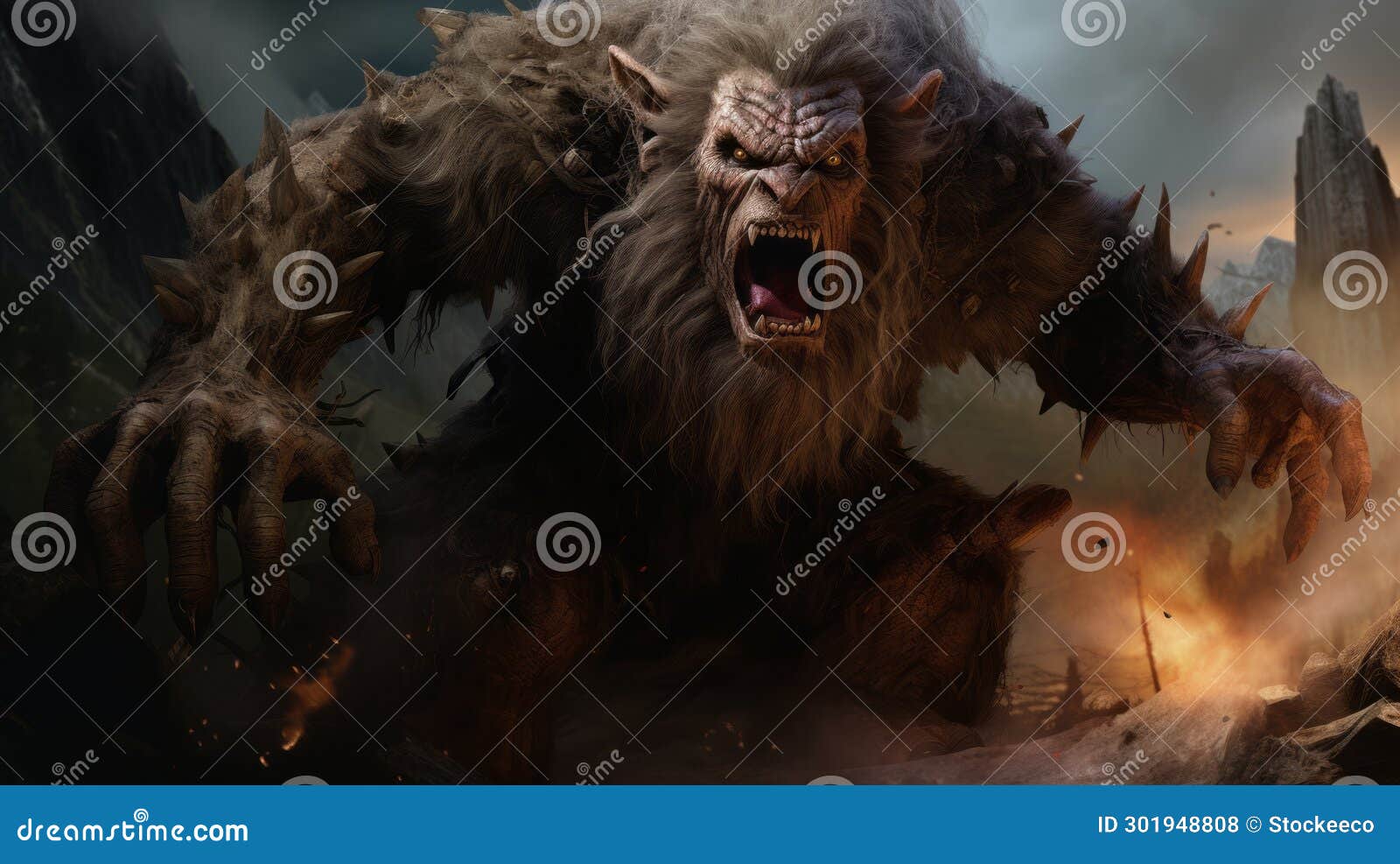 Manticore-inspired Animal Sculpture On White Background Stock Photo ...