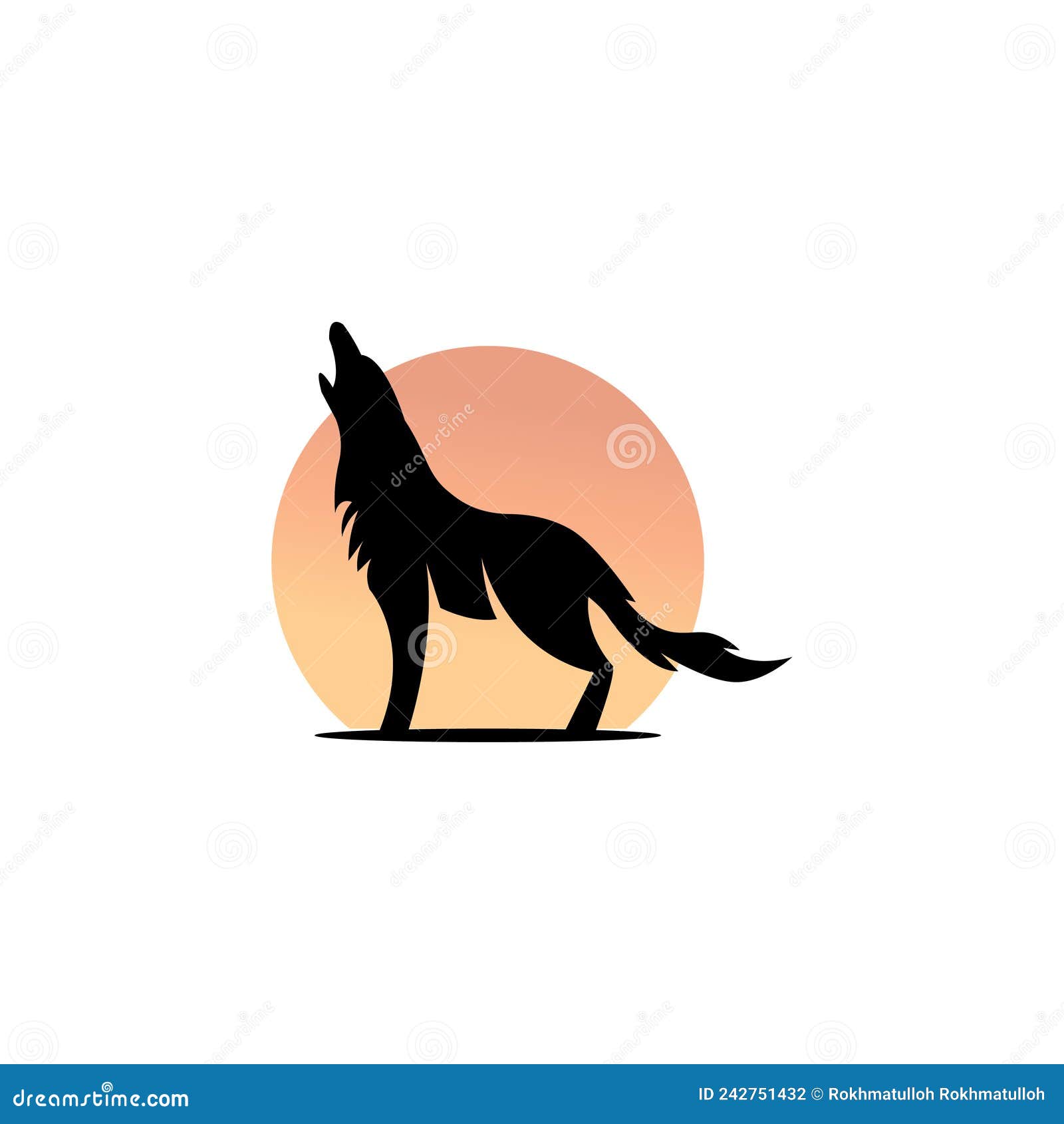 Wolf Roaring Logo Sunset Illustration Vector Design Stock Vector ...