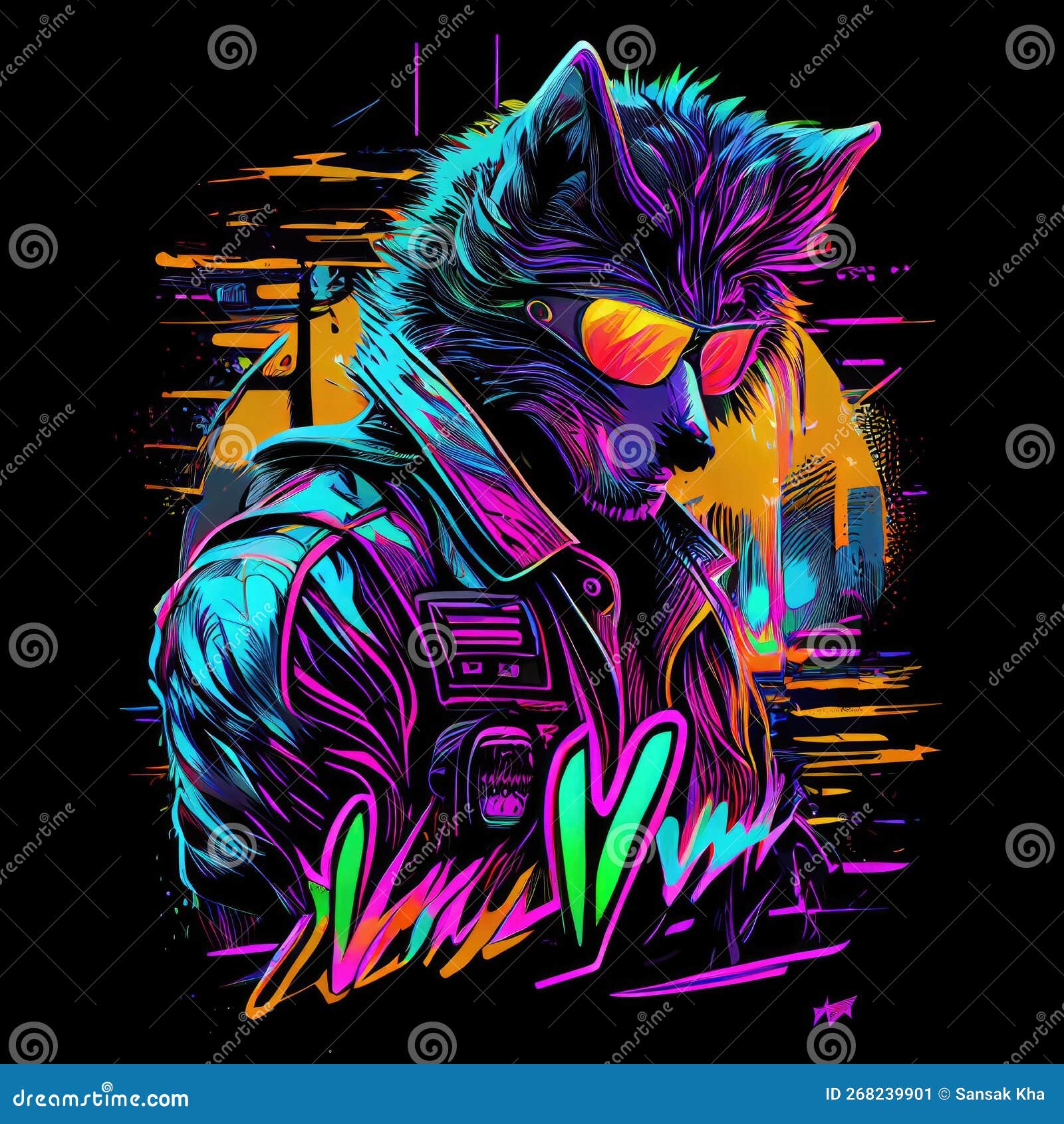 Wolf Robber Colorful Graphic Stock Illustration - Illustration of ...