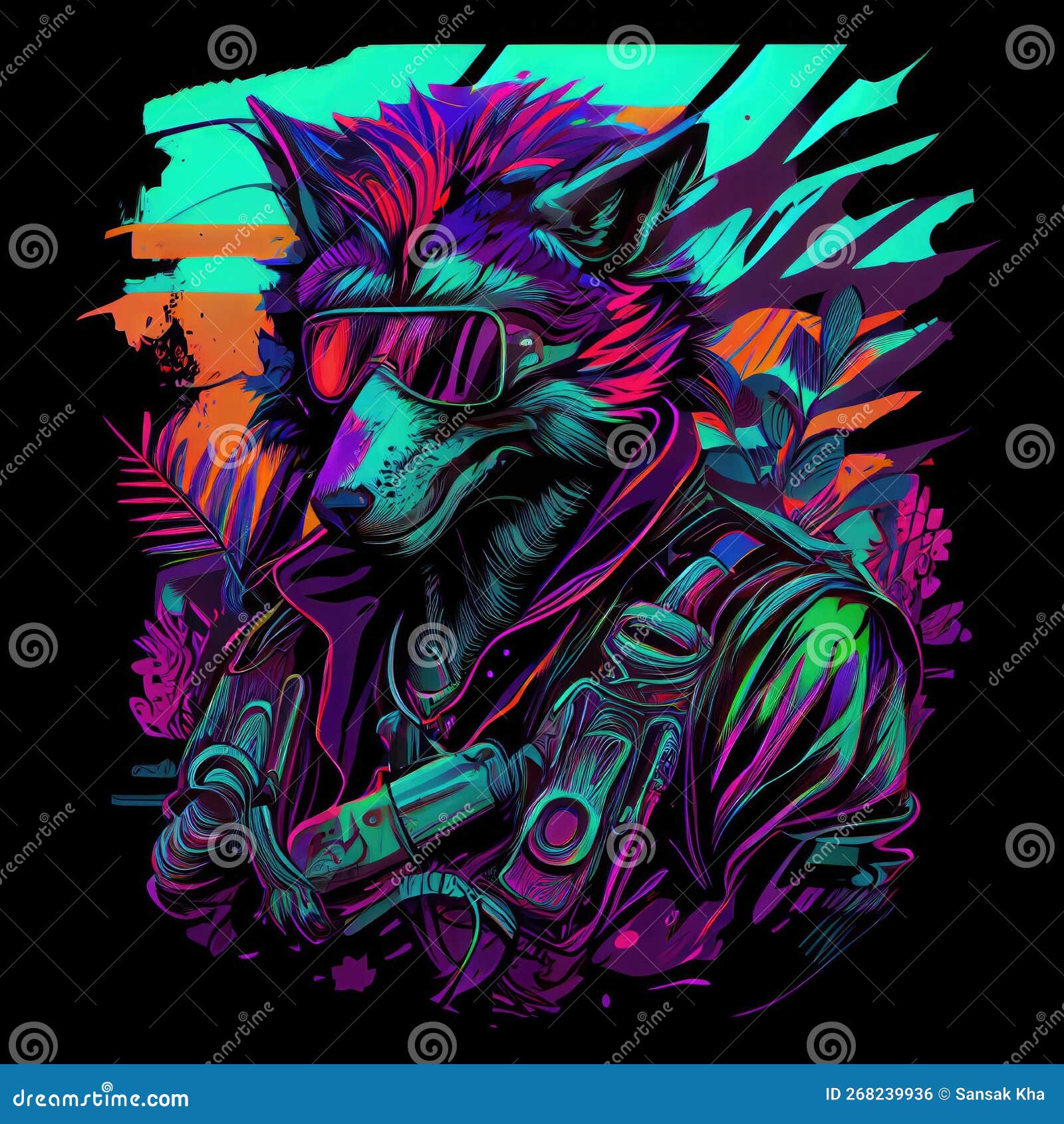 Wolf Robber Colorful Graphic Stock Illustration - Illustration of ...