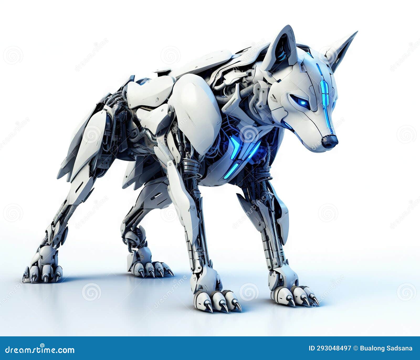 Wolf Robot Isolated Over a White Background. Stock Illustration ...