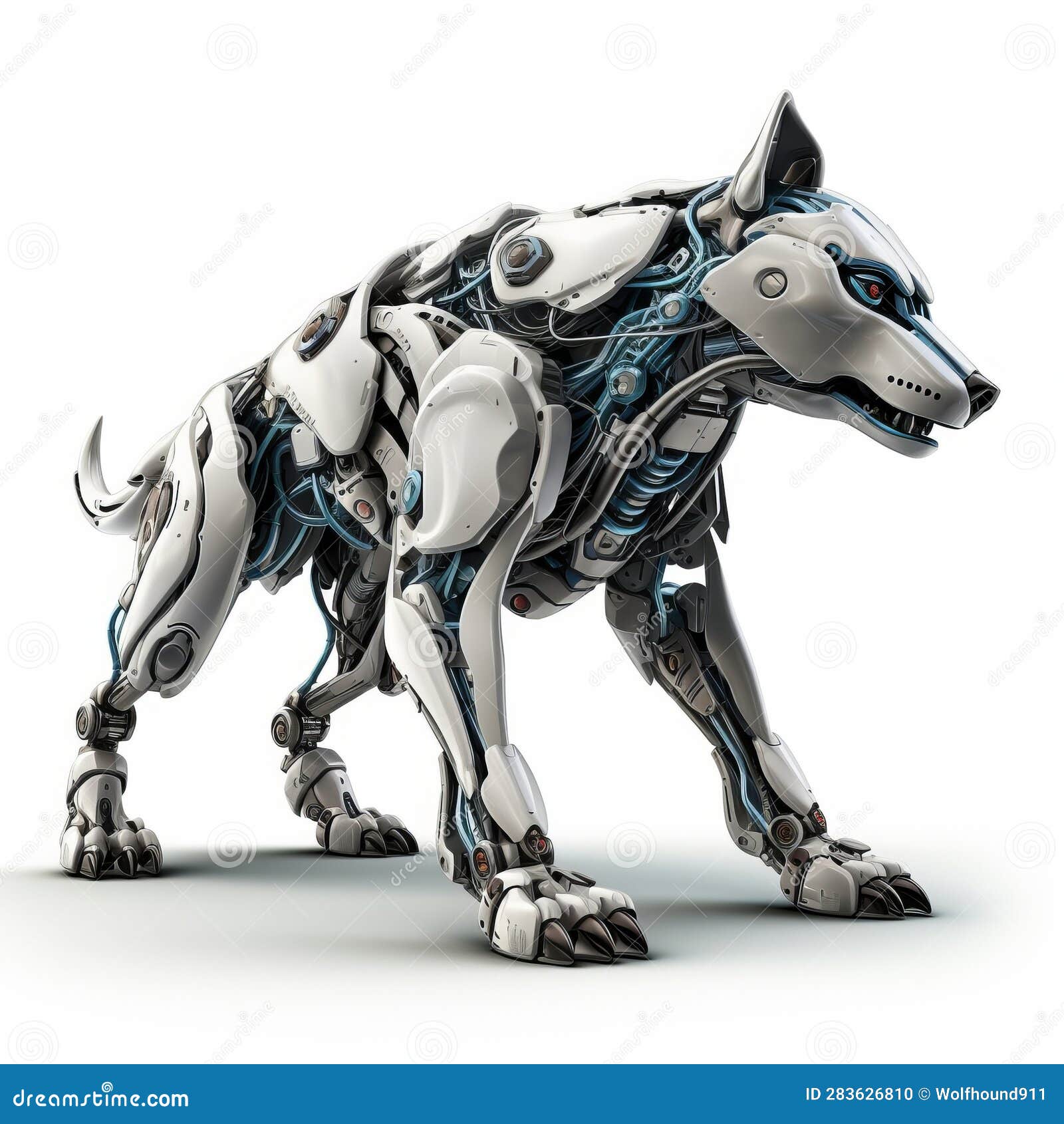 Wolf Robot Robotic Animal Isolated Over White Background. AI Generated ...