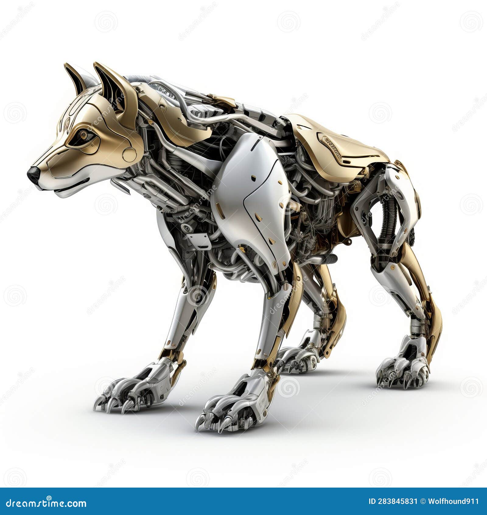 Wolf Robot Robotic Animal Isolated Over White Background. AI Generated ...