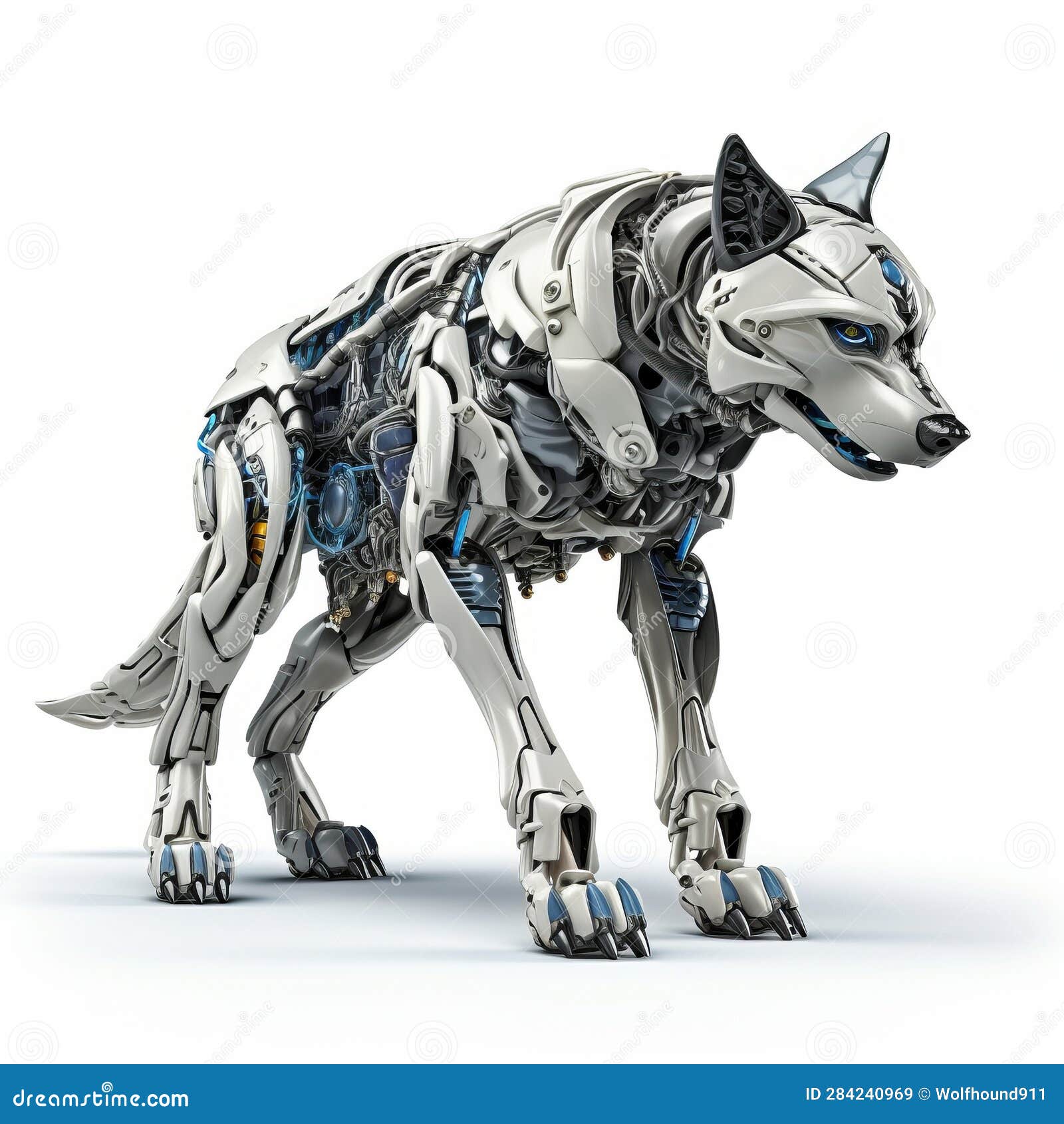 Wolf Robot Robotic Animal Isolated Over White Background. AI Generated ...